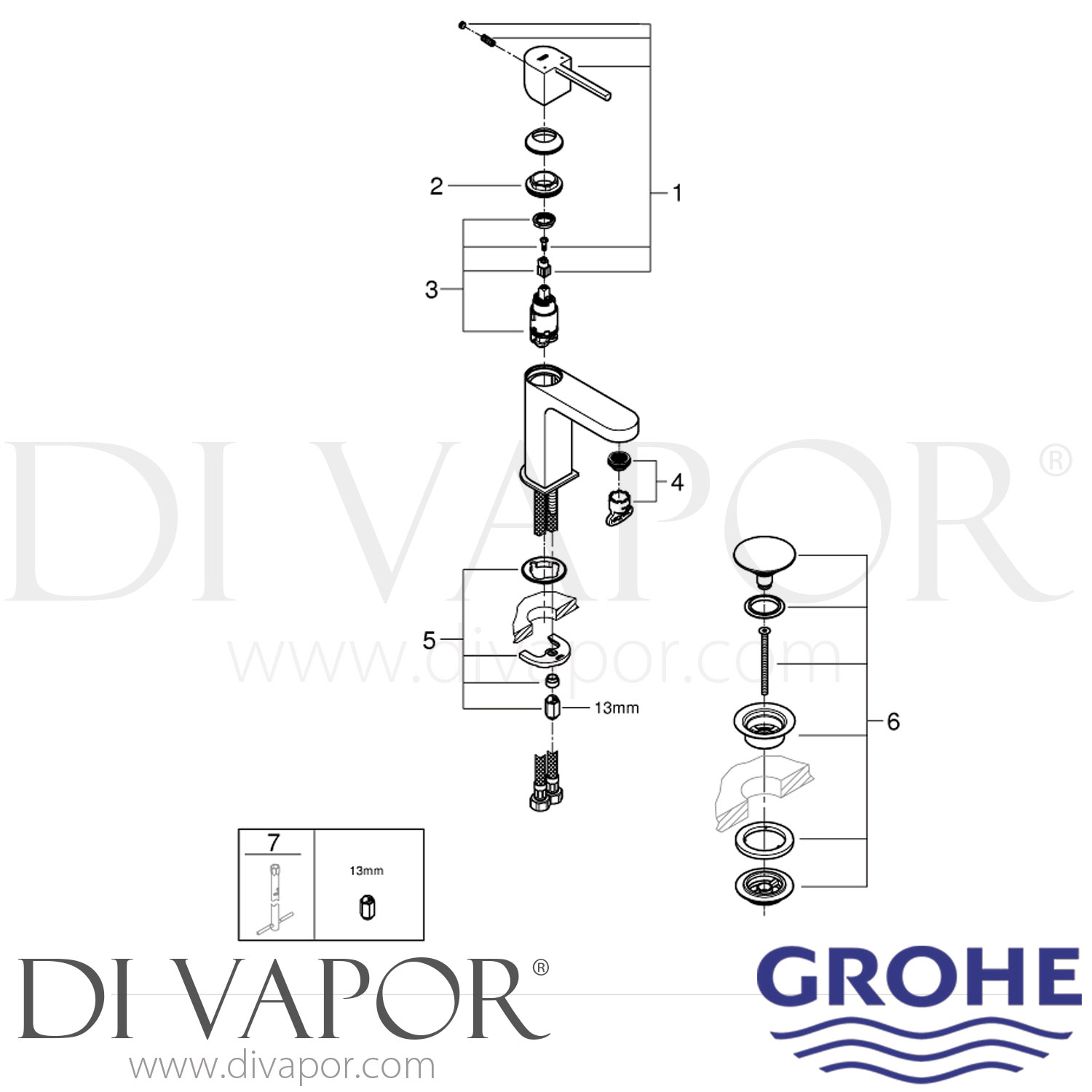 Grohe 33163003 Grohe Plus Single-Lever Basin Mixer (1/2 Inch) S-Size ...