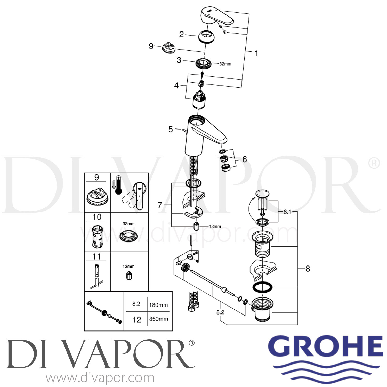 Grohe 33190002 Eurodisc Cosmopolitan Single-Lever Basin Mixer (1/2 Inch ...