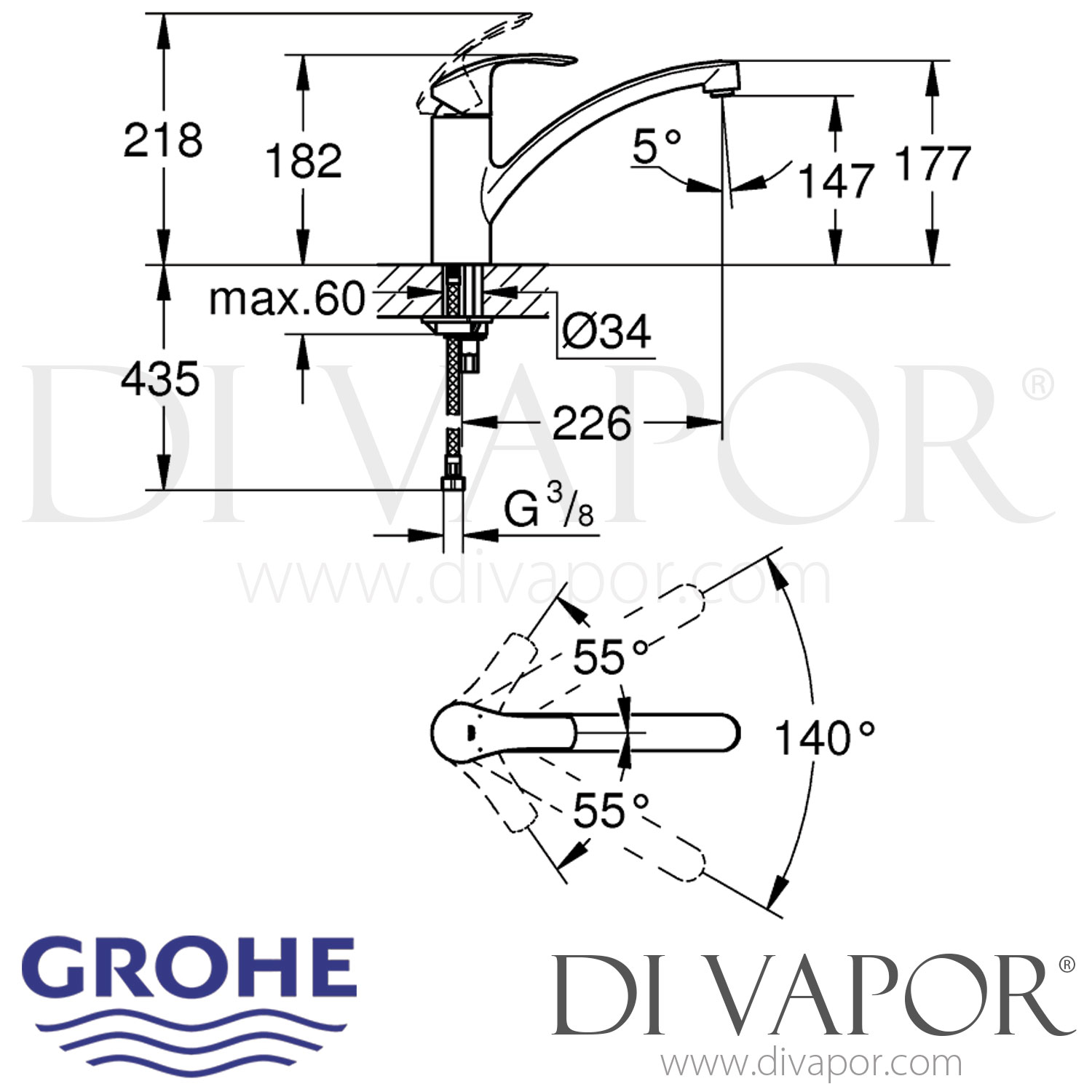 Grohe Eurosmart Kitchen Tap - 2013 to 2015 - Spare Parts 33281002 GEN1