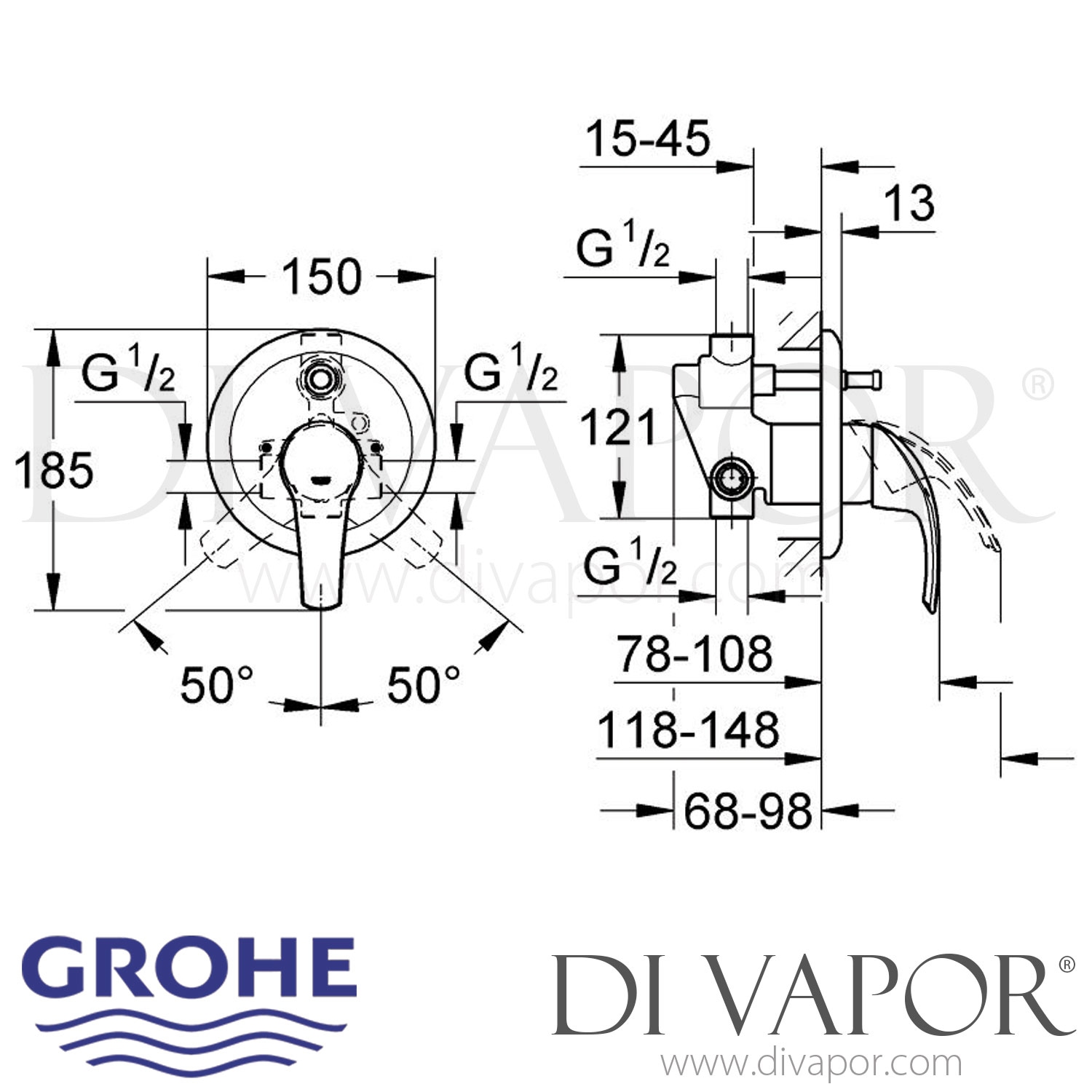 Grohe 33305001 Eurosmart Single-Lever Bath/Shower Mixer Spare Parts