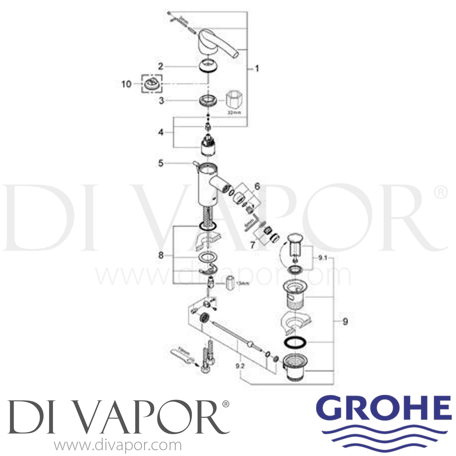Grohe 33348 Tenso Bidet Mixer (1/2 Inch) Spare Parts