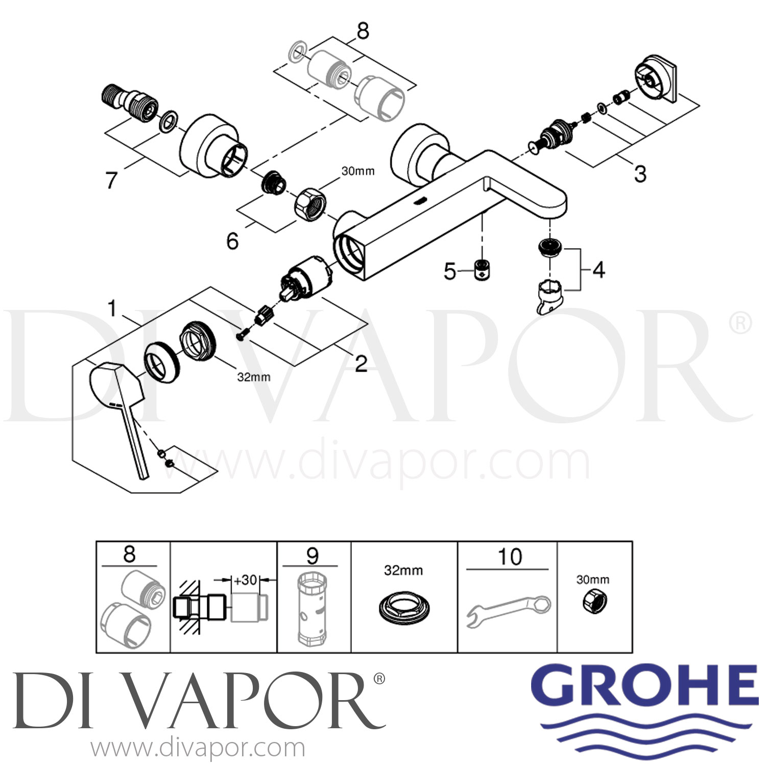 Grohe 33553003 Grohe Plus Single-Lever Bath Shower Mixer (1/2 Inch ...