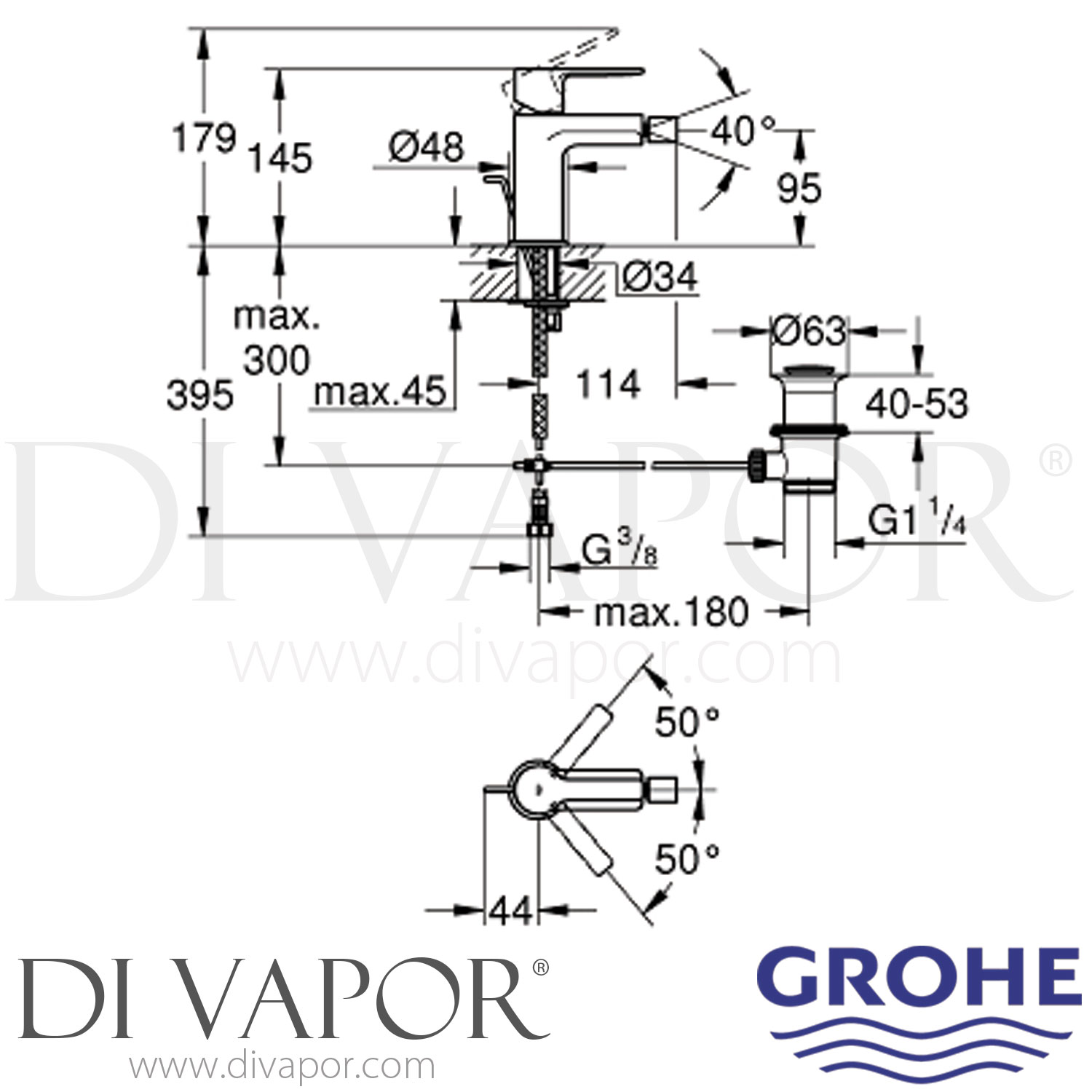 Grohe 33848001 Lineare Chrome Single-Lever Bidet Mixer S-Size Spare Parts