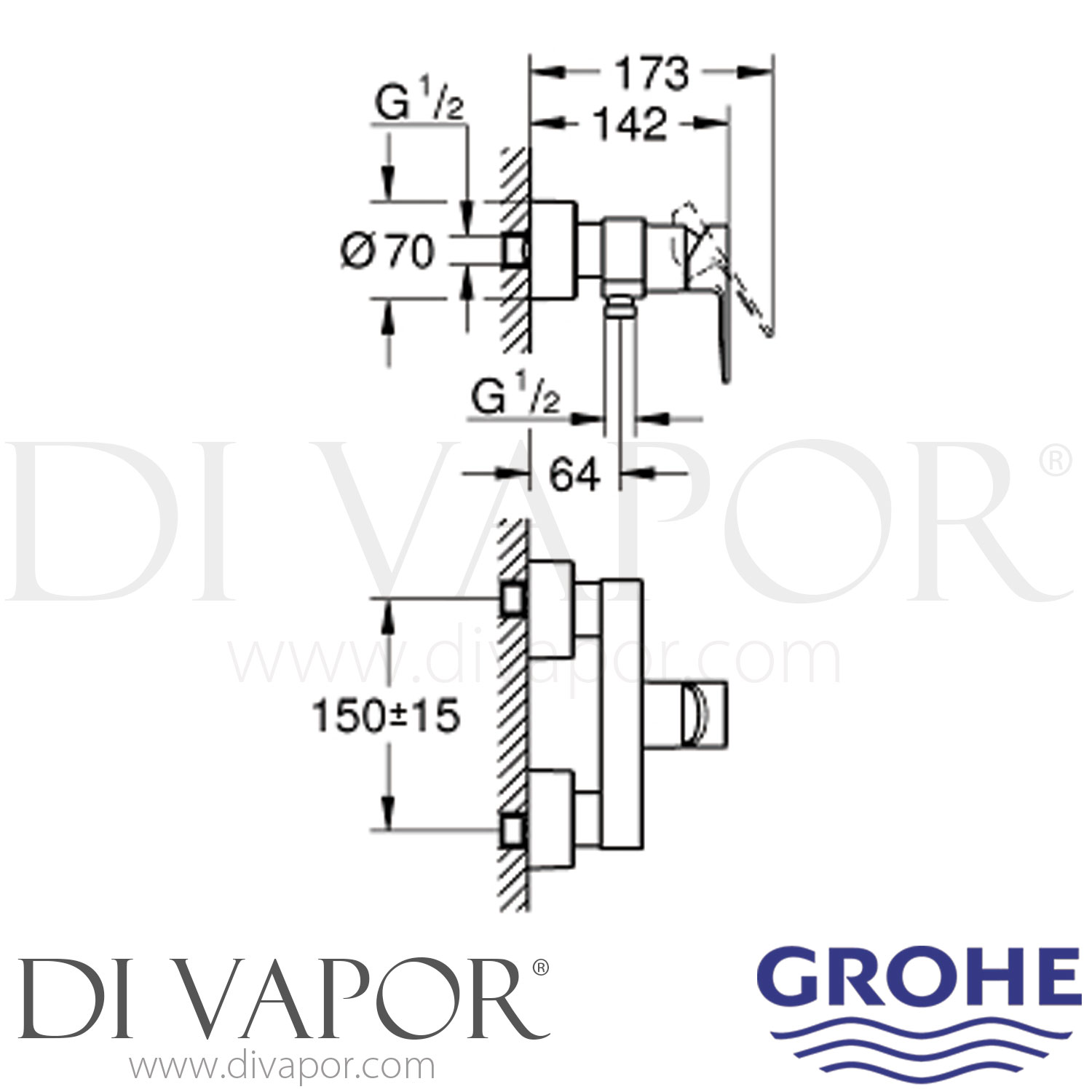 Grohe 33865001 Lineare Chrome Single-Lever Shower Mixer Spare Parts