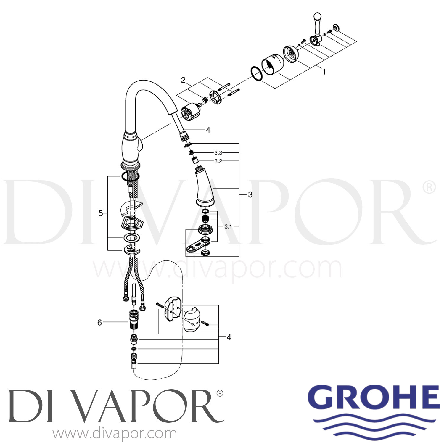 Grohe 33870002 Bridgeford Chrome Single-Lever Sink Mixer Tap Spare Parts