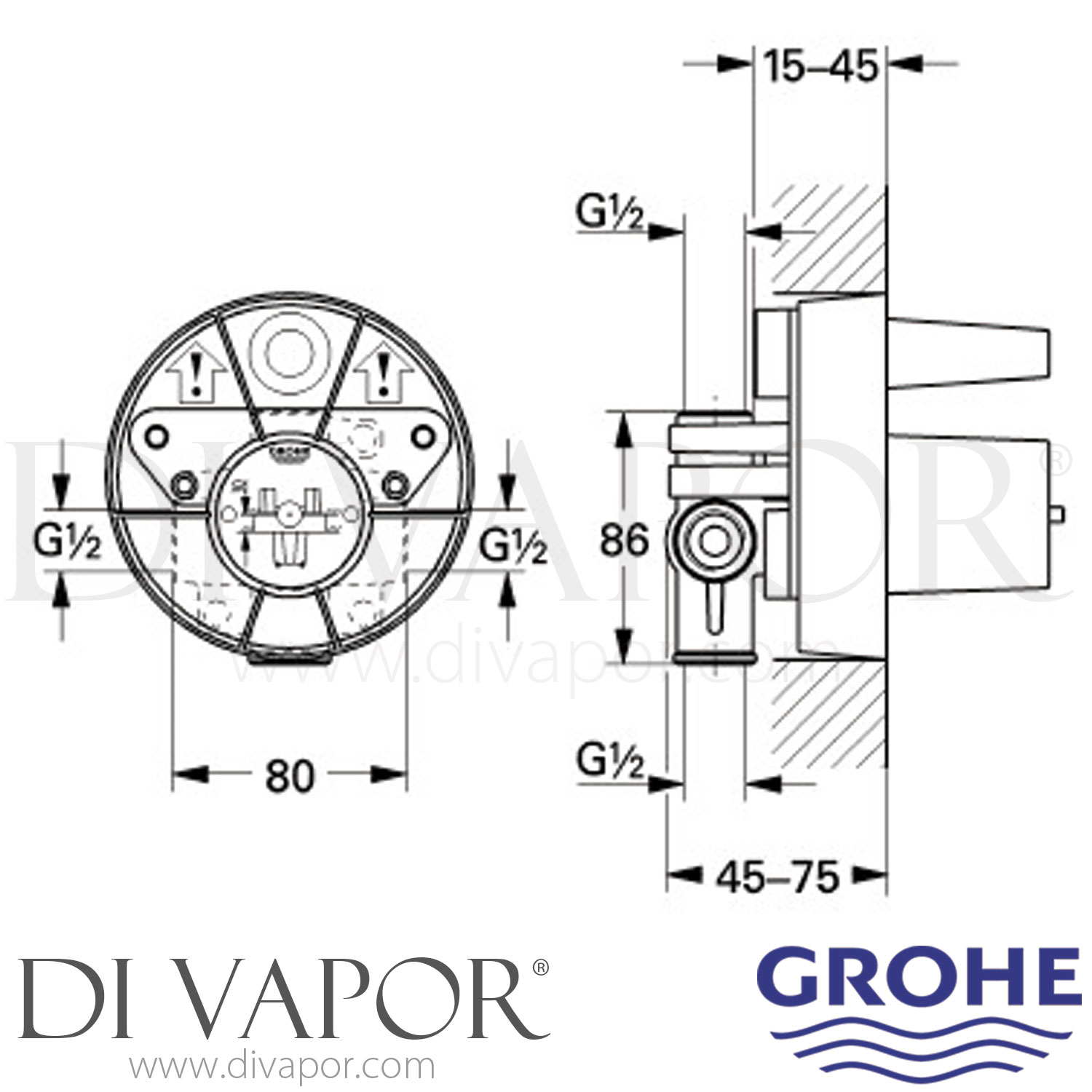 Grohe 33962 Concealed Body for OHM Mixer (1/2 Inch) Spare Parts