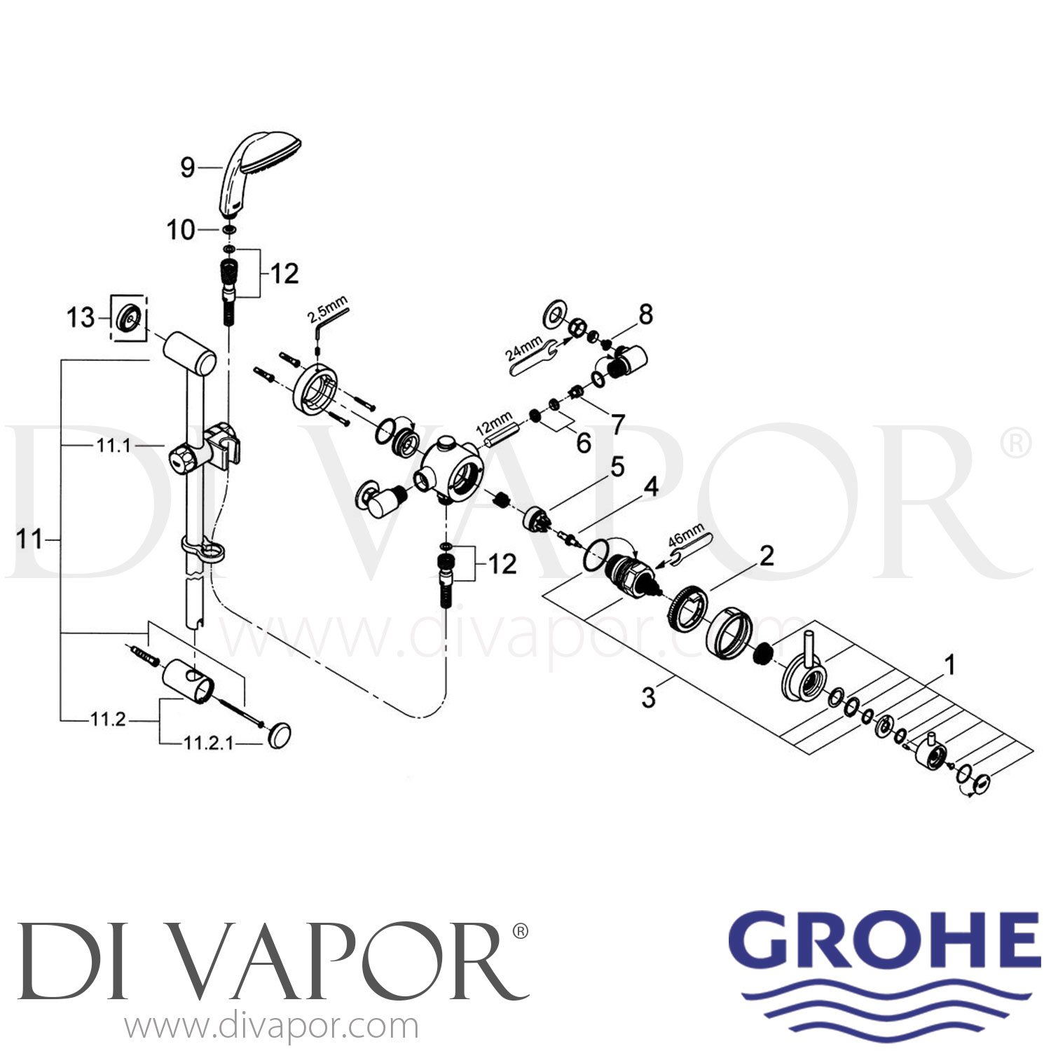 Grohe 34 222 and 34 223 Avensys Mixing Valve Shower Spare Parts