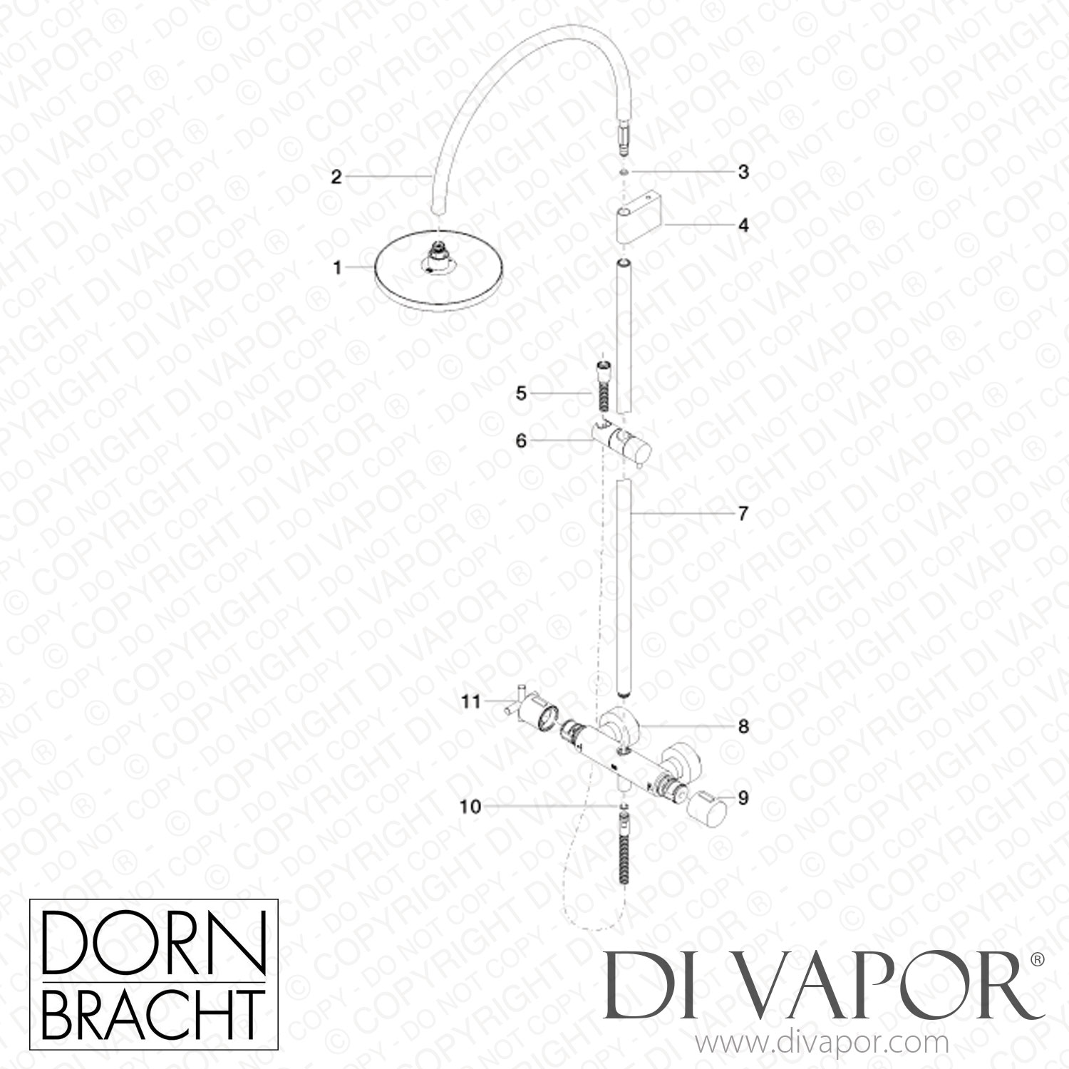 Dornbracht Tara Shower Pipe with Shower Thermostat without Hand Shower ...