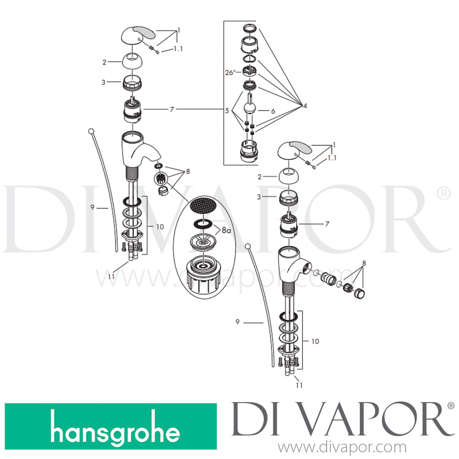 Hansgrohe 34001520 AXOR Azzur Single Lever Basin Mixer, 11/97 - 10/06 ...