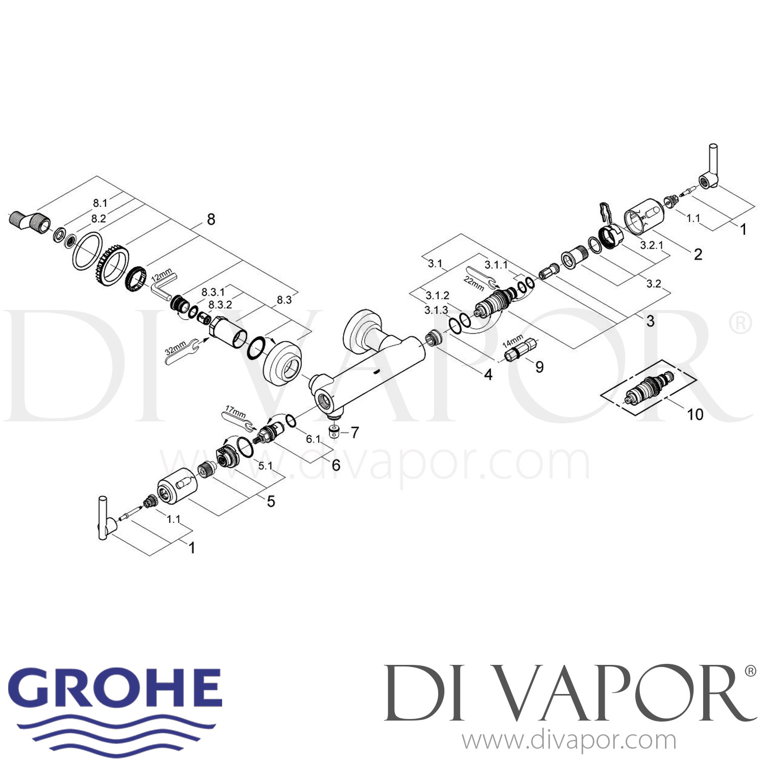 Grohe Atrio Thermostatic Shower - 2001 to 2007 - Spare Parts 34011000 GEN1