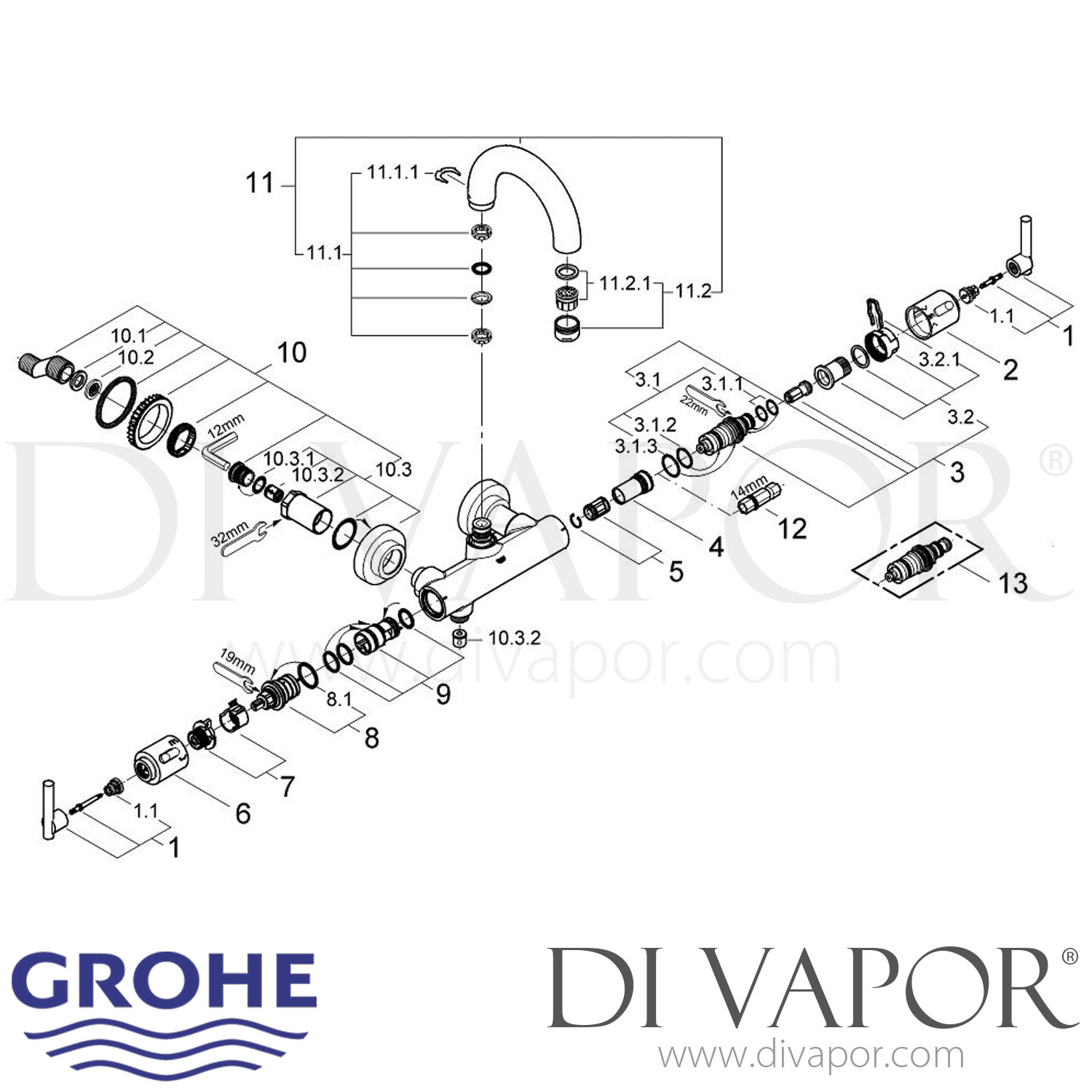 Grohe Atrio Bath Shower Mixer - 2001 to 2007 - Spare Parts 34062000 GEN1
