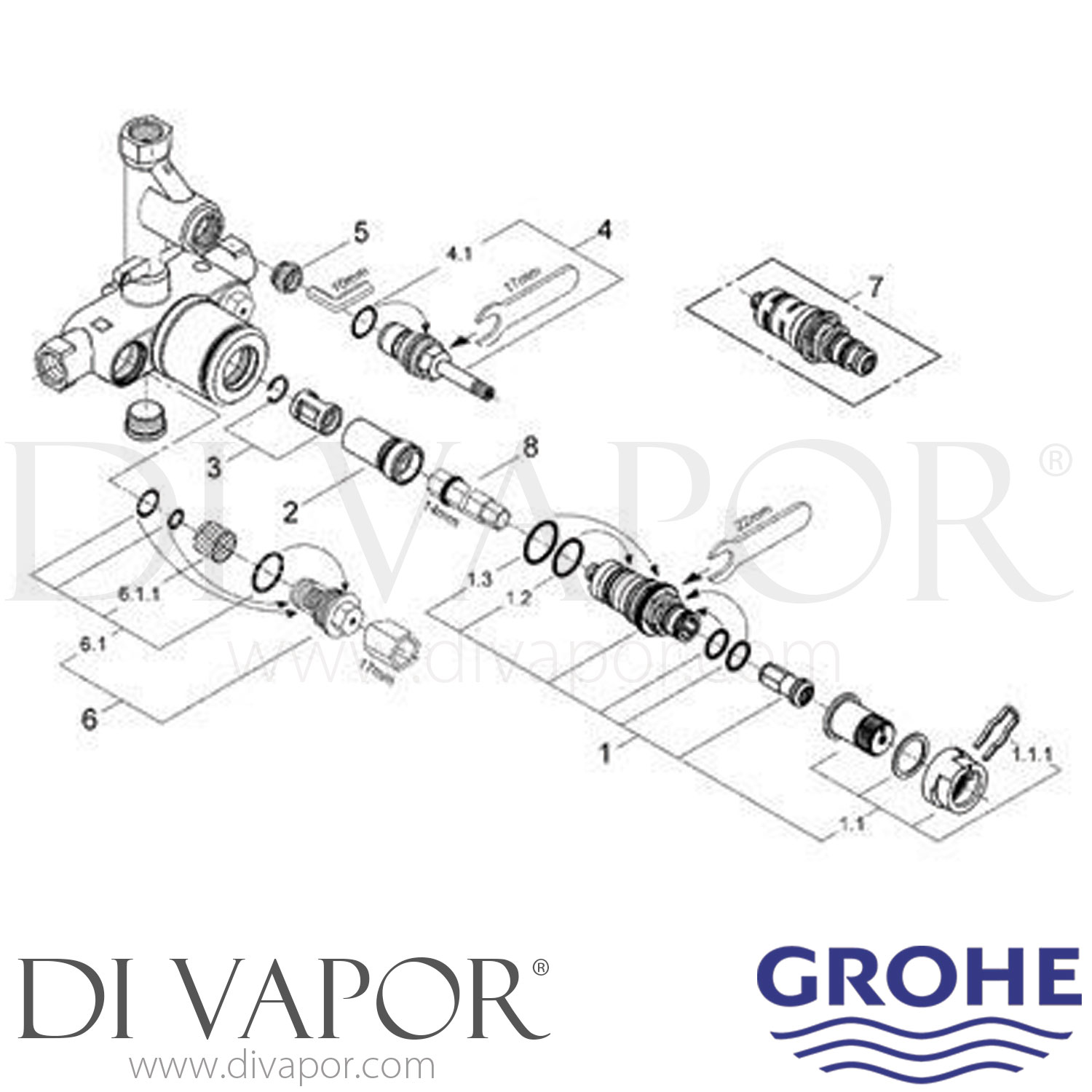 Grohe 34100 | 34100000 Concealed Body for THM Thermostat Shower Mixer ...
