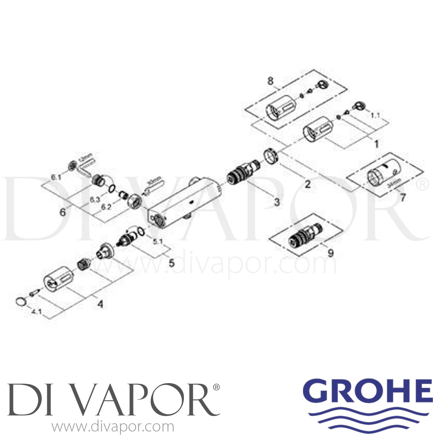 Grohe 34146 Grohtherm 1000 Thermostatic Shower Mixer Spare Parts