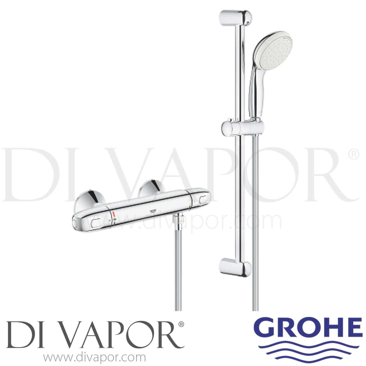 Grohe 34151004 Grohtherm 1000 Thermostatic Shower Mixer with Set Spare ...