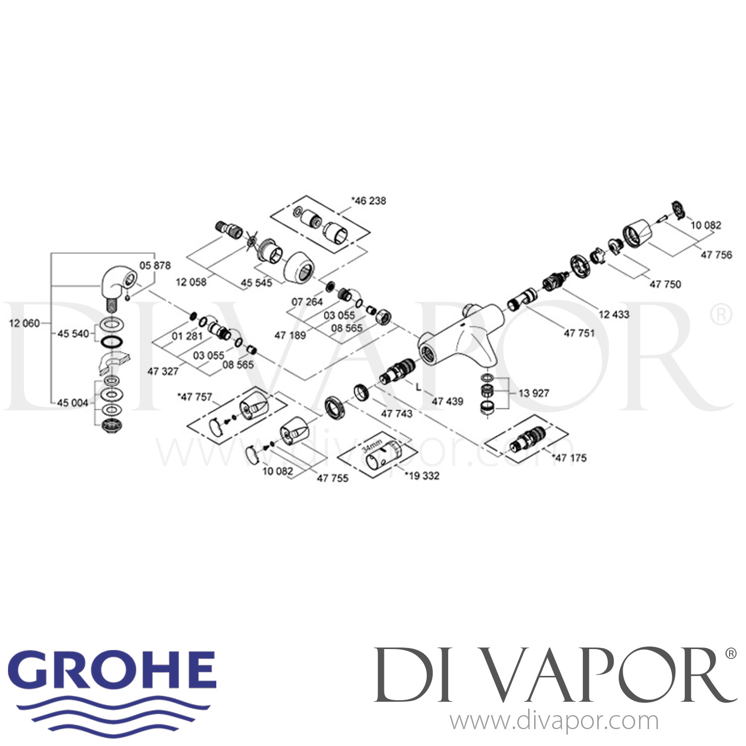 Grohe 34185000 Grohtherm Auto 3000 Bar Mixer Shower Spare Parts
