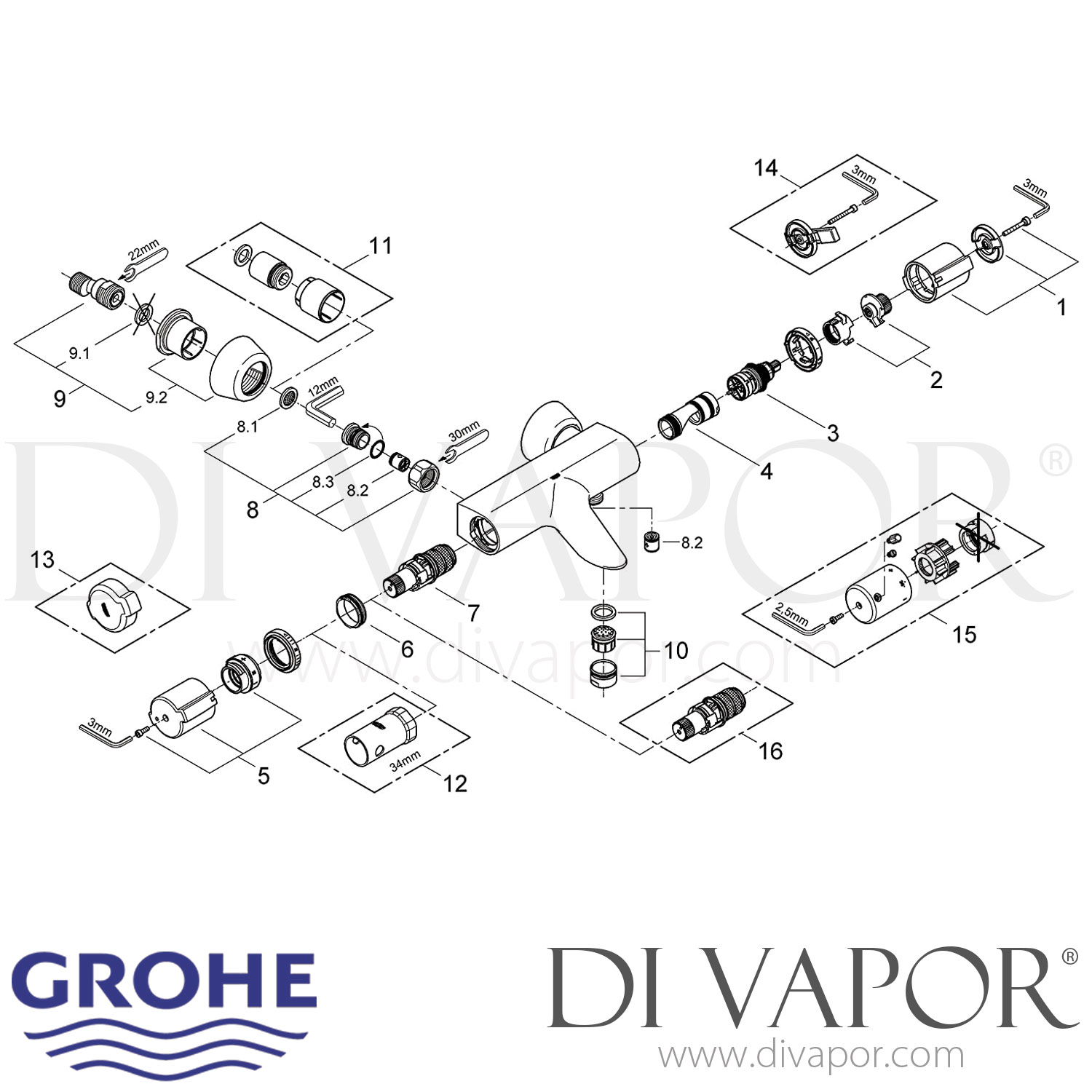 Grohe 34202 | 34202000 Grohtherm 2000 Special Thermostatic Bath Shower ...