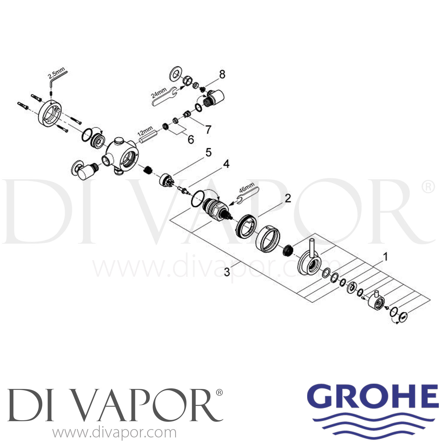 Grohe 34222000 Avensys Modern Exposed Dual Control Shower Mixer Spare Parts