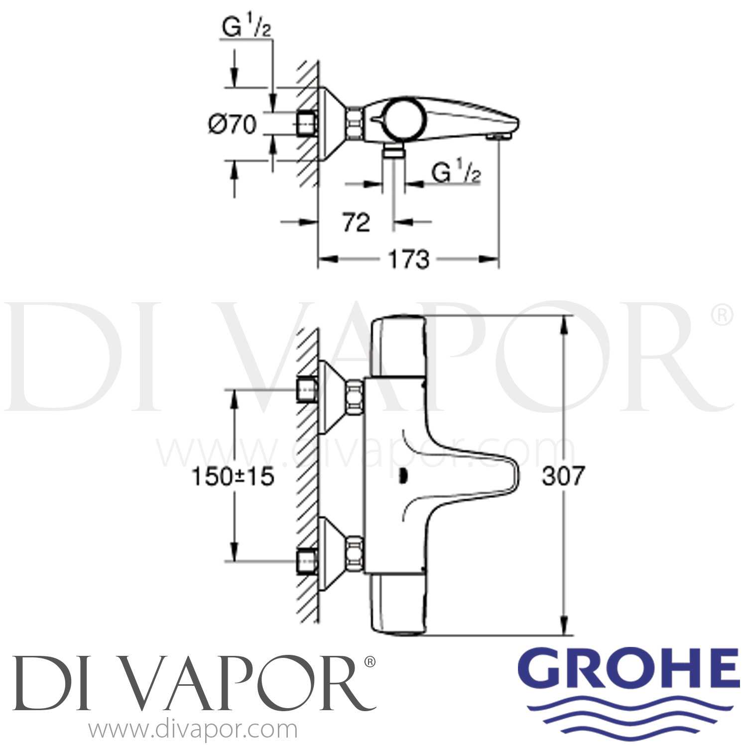 Grohe 34227002 Precision Trend Thermostatic Bath Mixer (1/2 Inch) Spare ...