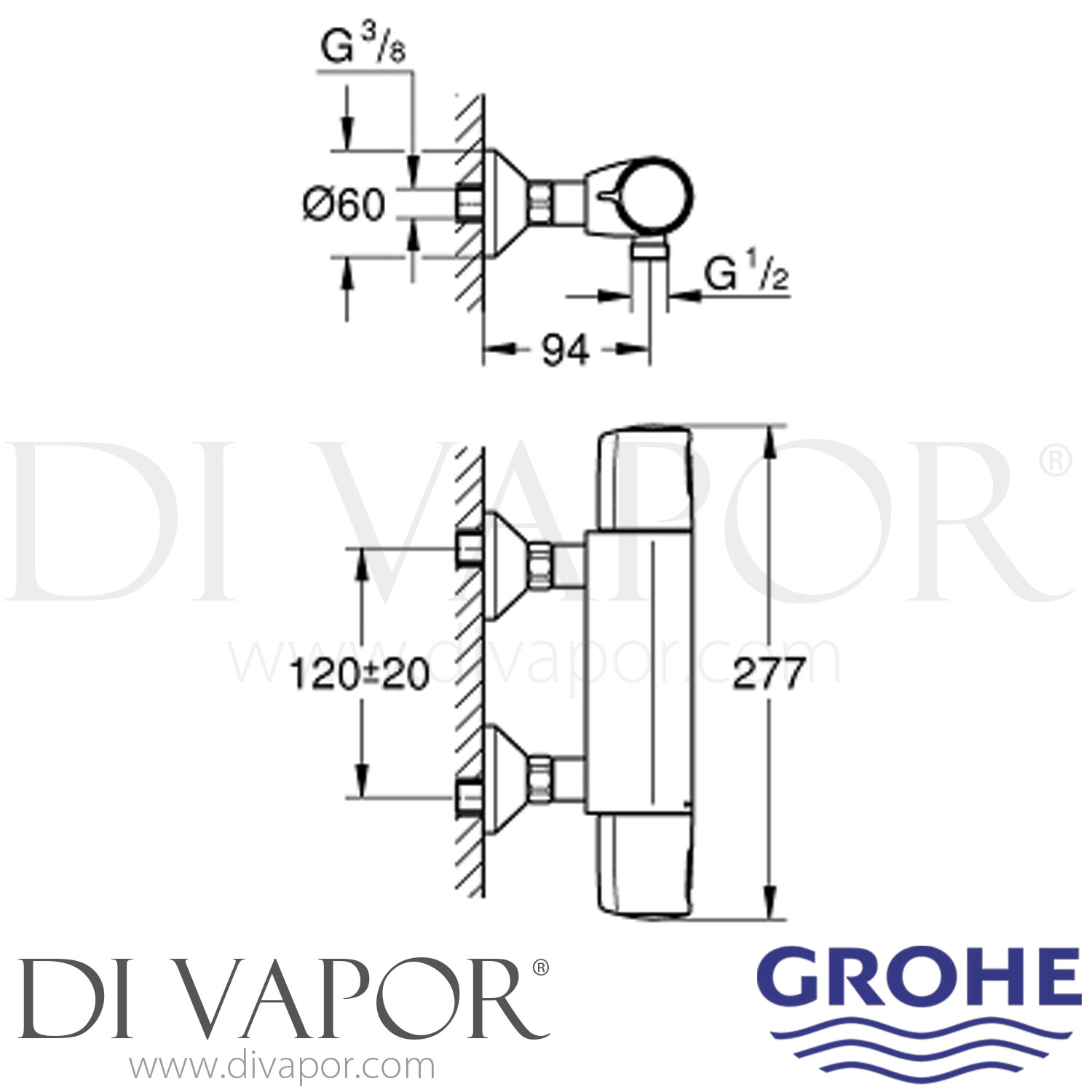 Grohe 34228002 Precision Trend Thermostatic Shower Mixer (1/2 Inch ...