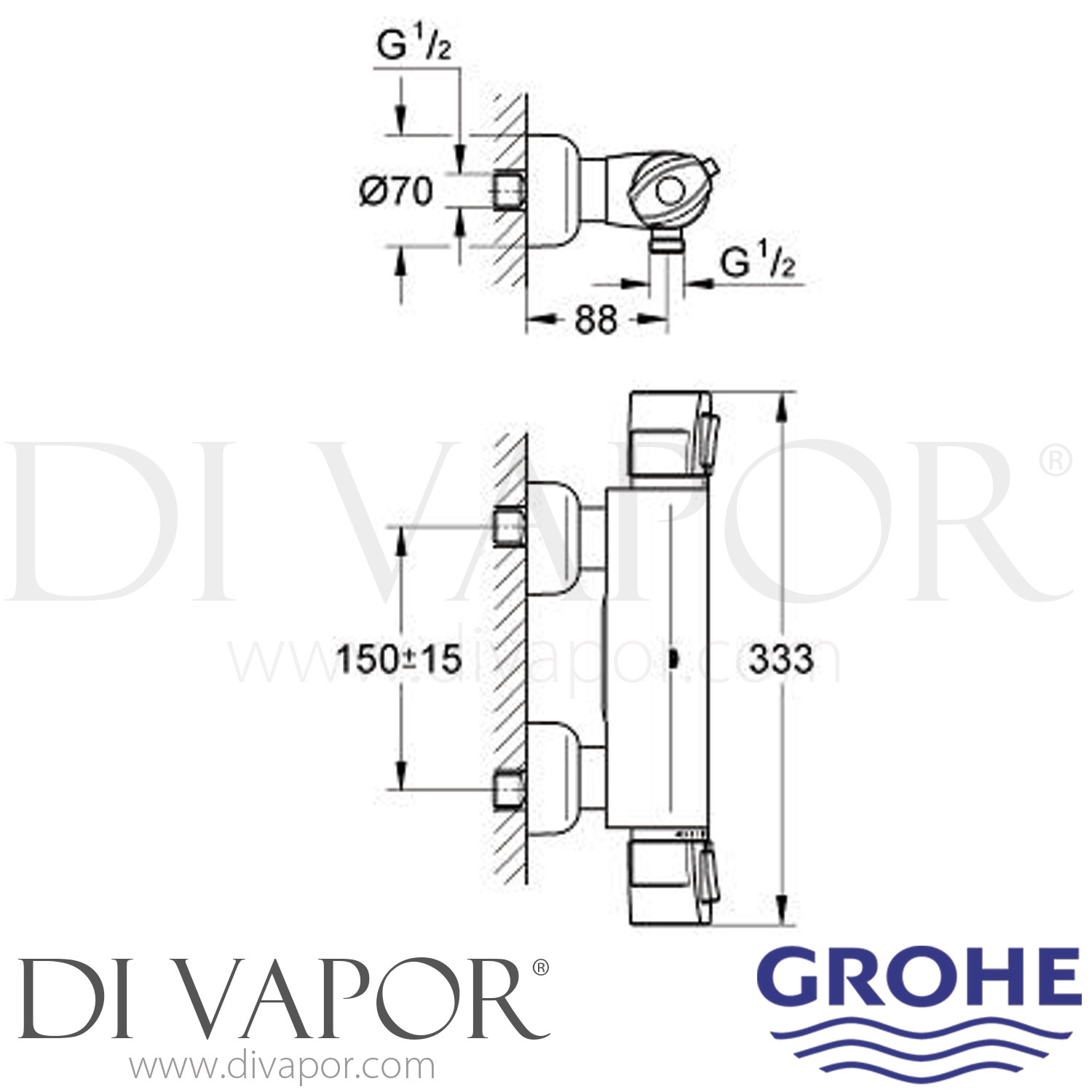 Grohe 34232000 Precision Comfort Thermostatic Shower Mixer Spare Parts