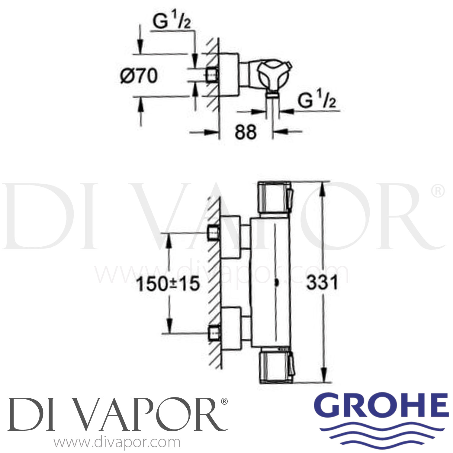 Grohe 34236 Allure Exposed Thermostatic Shower Mixer Spare Parts