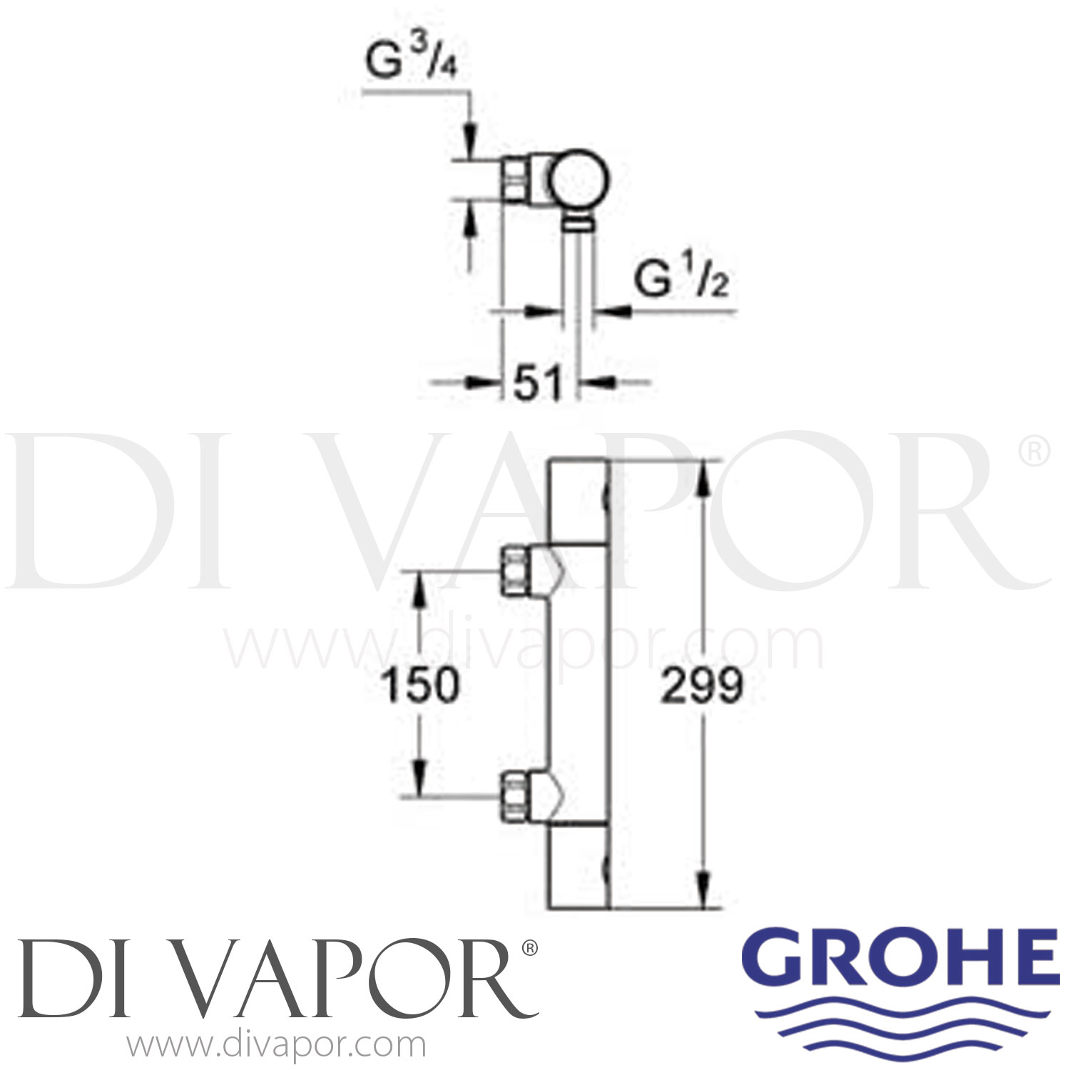 Grohe 34268 Grohtherm 1000 Thermostatic Shower Mixer Spare Parts