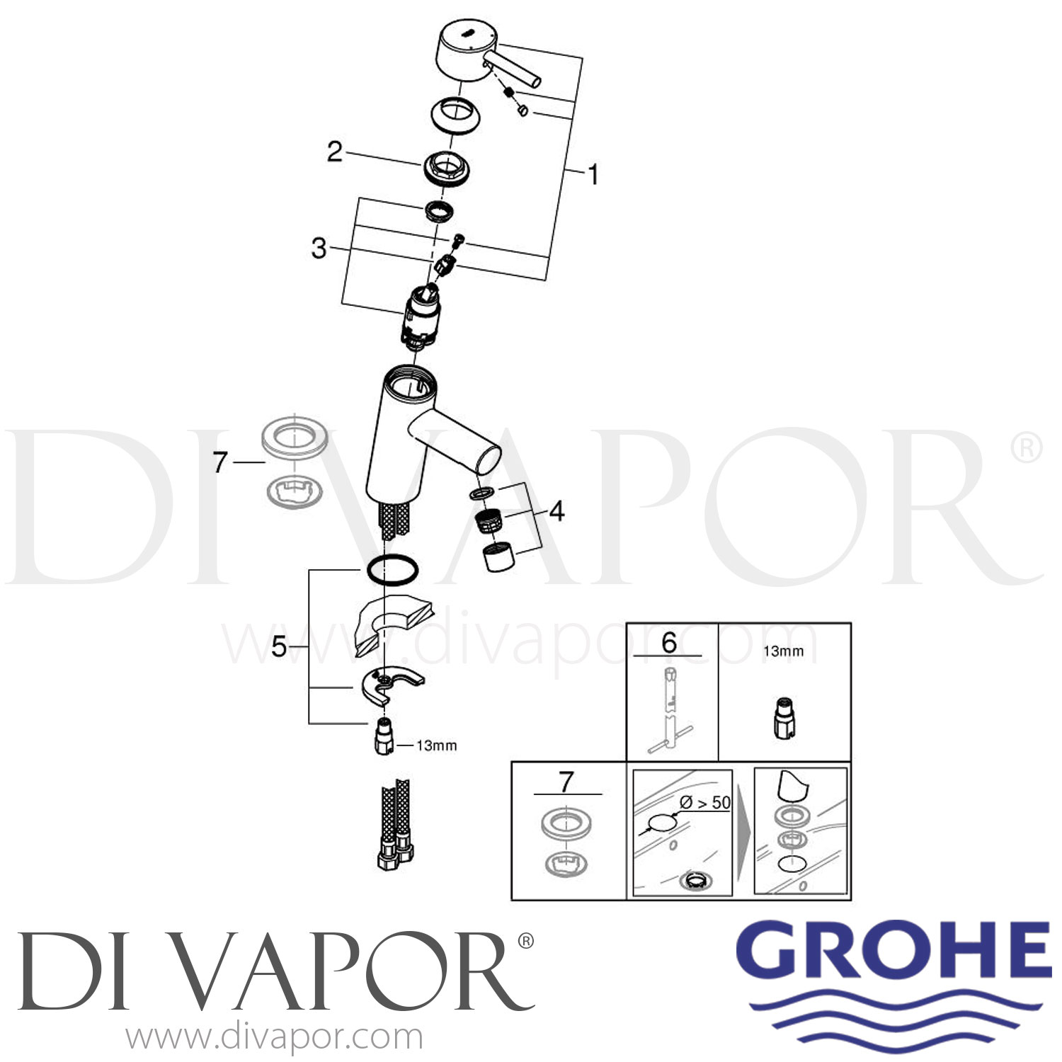 Grohe 34271ENA Concetto Brushed Nickel Single-Lever Basin Mixer (1/2 ...