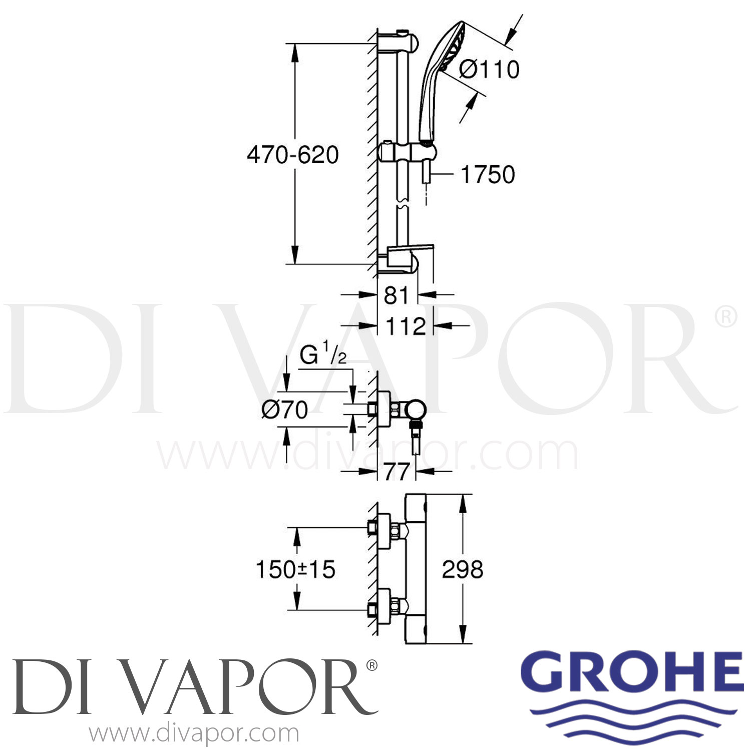 Grohe 34286 Grohtherm 1000 Thermostatic Shower Mixer Spare Parts