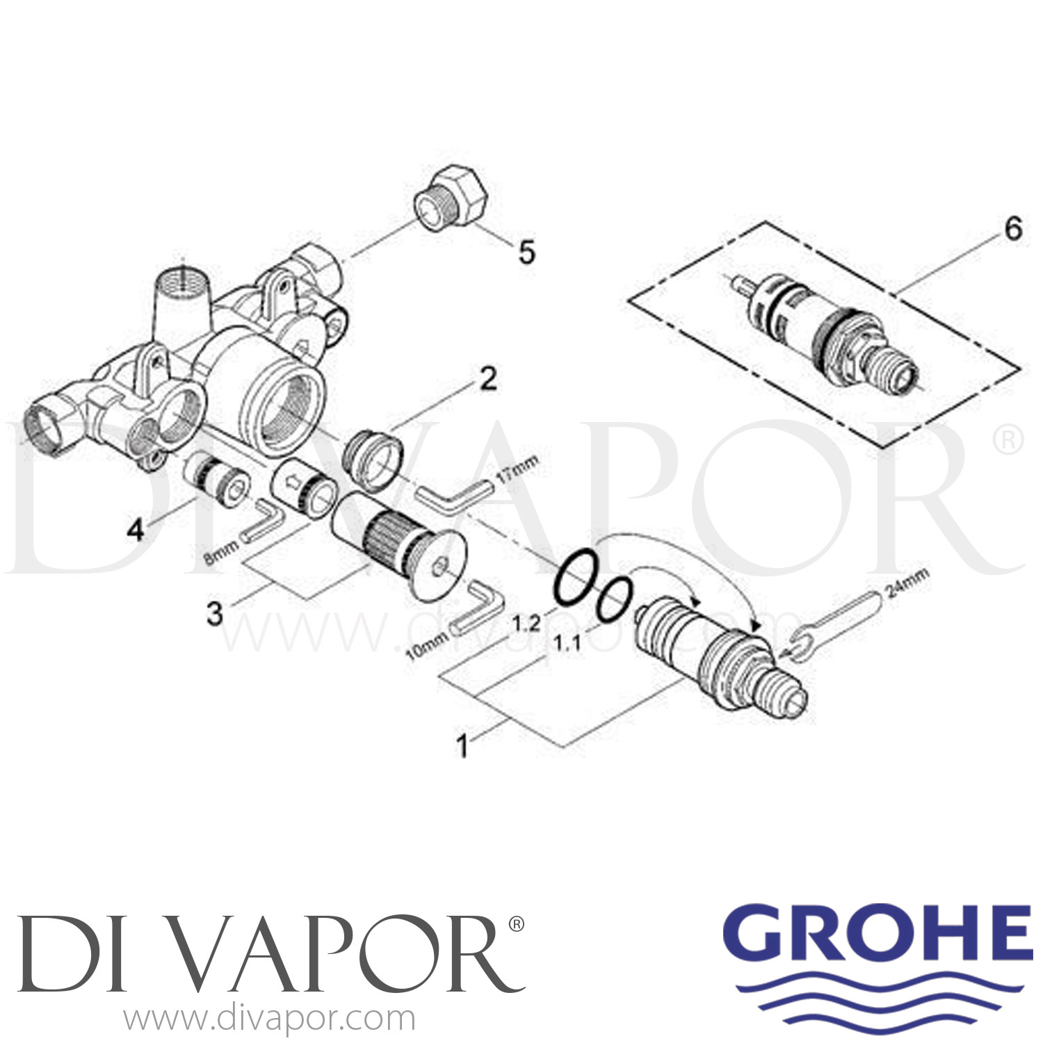 Grohe 34305 | 34305000 Chiara Thermostat Mixer (3/4 Inch) Shower Spare ...