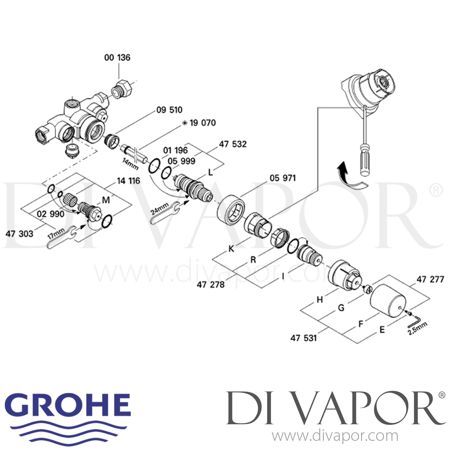 Grohe 34309000 Automatic 2000 Special Blending Valve Spare Parts