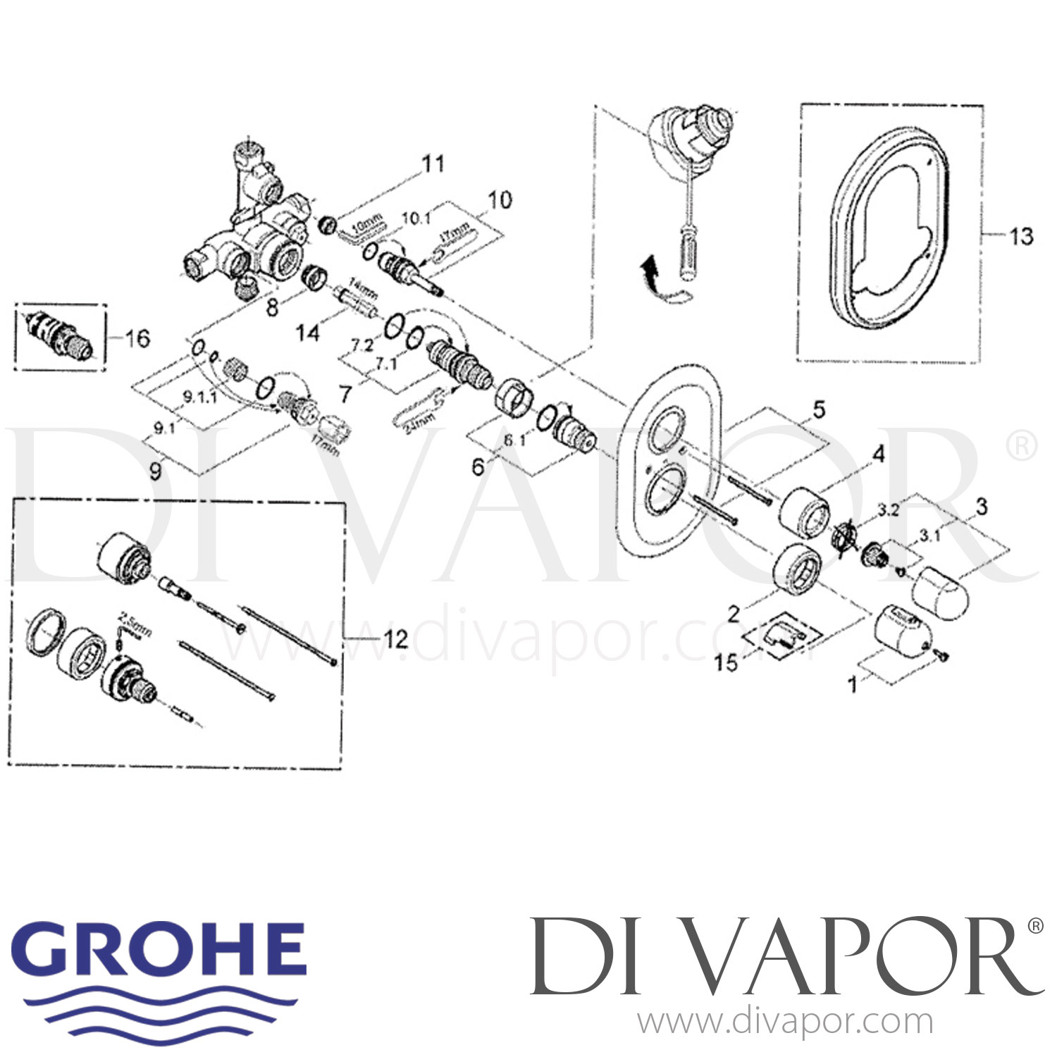 Grohe 34328000 | 34328 000 Grohtherm Auto 1000 Shower Spare Parts