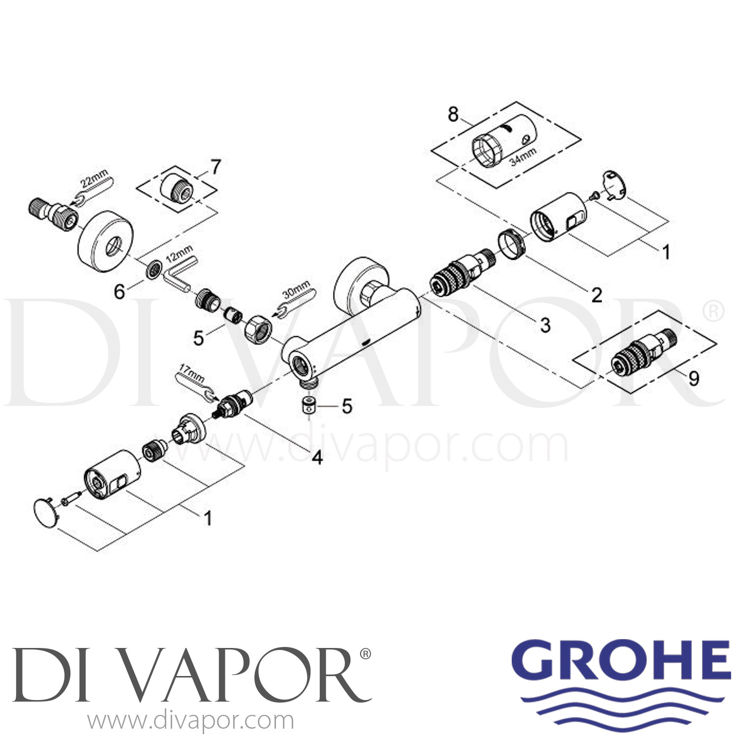 Grohe 34333000 Precision Joy Thermostatic Shower Mixer Spare Parts
