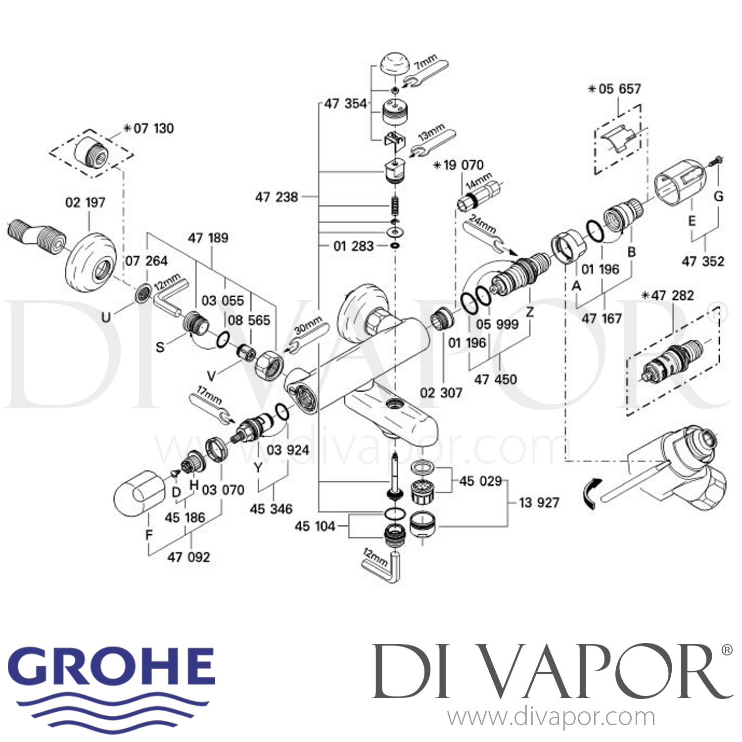 Grohe 34334000 Grohtherm Auto 1000 Bar Mixer Shower Spare Parts