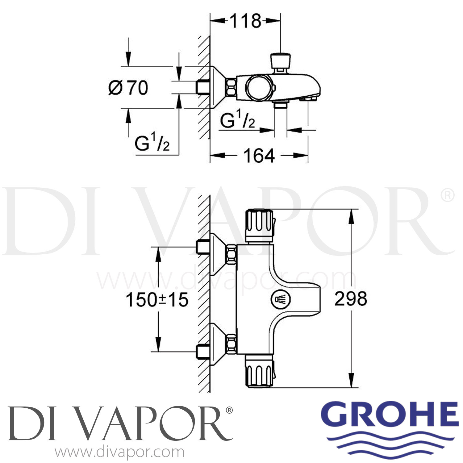 Grohe 34357000 Automatic 2000 Thermostatic Bath Mixer Spare Parts