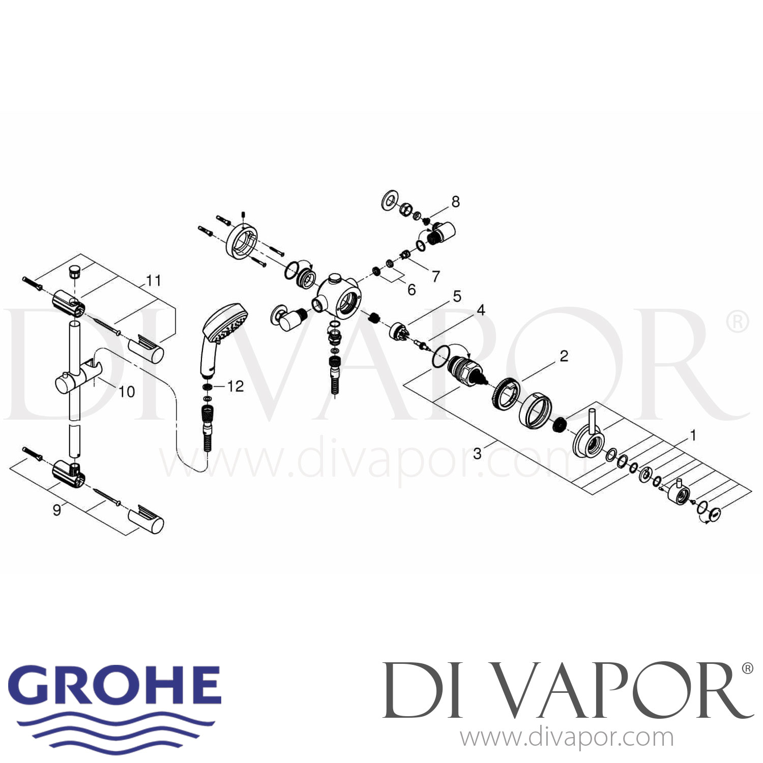 Grohe 34538000 Precision Classic Dual Control Shower Mixer (1/2 Inch ...