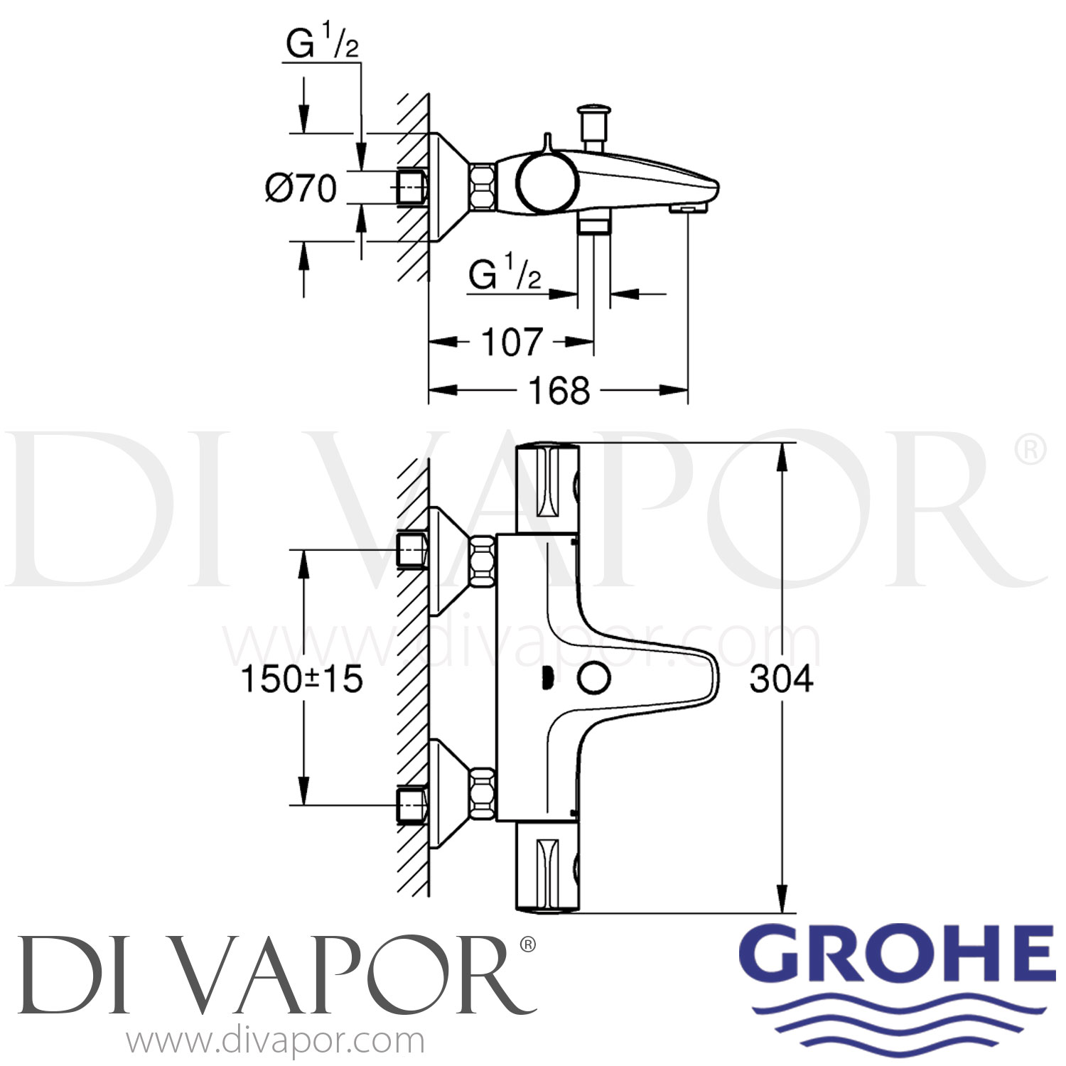 Grohe 34567000 Grohtherm 800 Thermostatic Bath/Shower Mixer Spare Parts