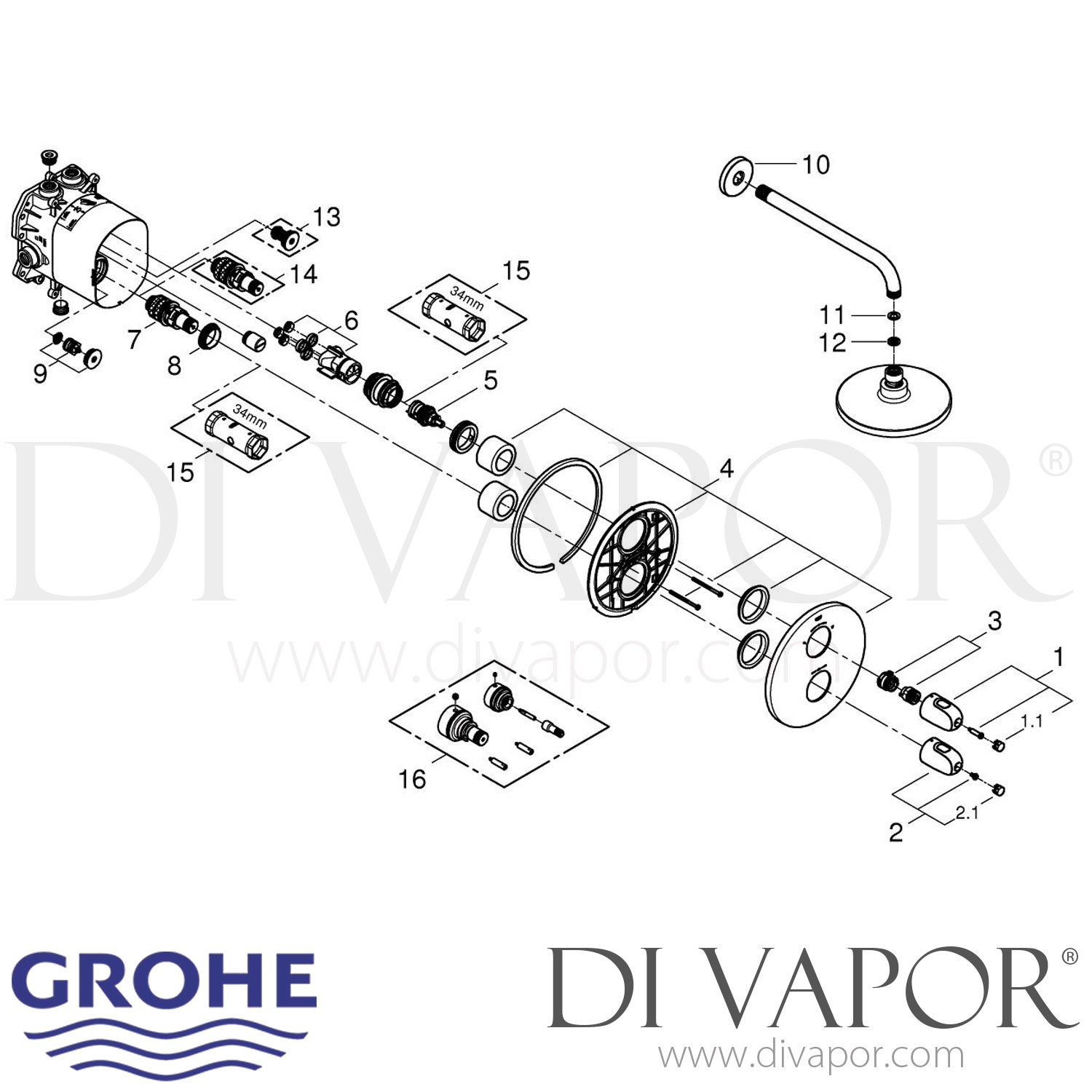 Grohe 34582000 Grohtherm 1000 Perfect Shower Set with Euphoria ...