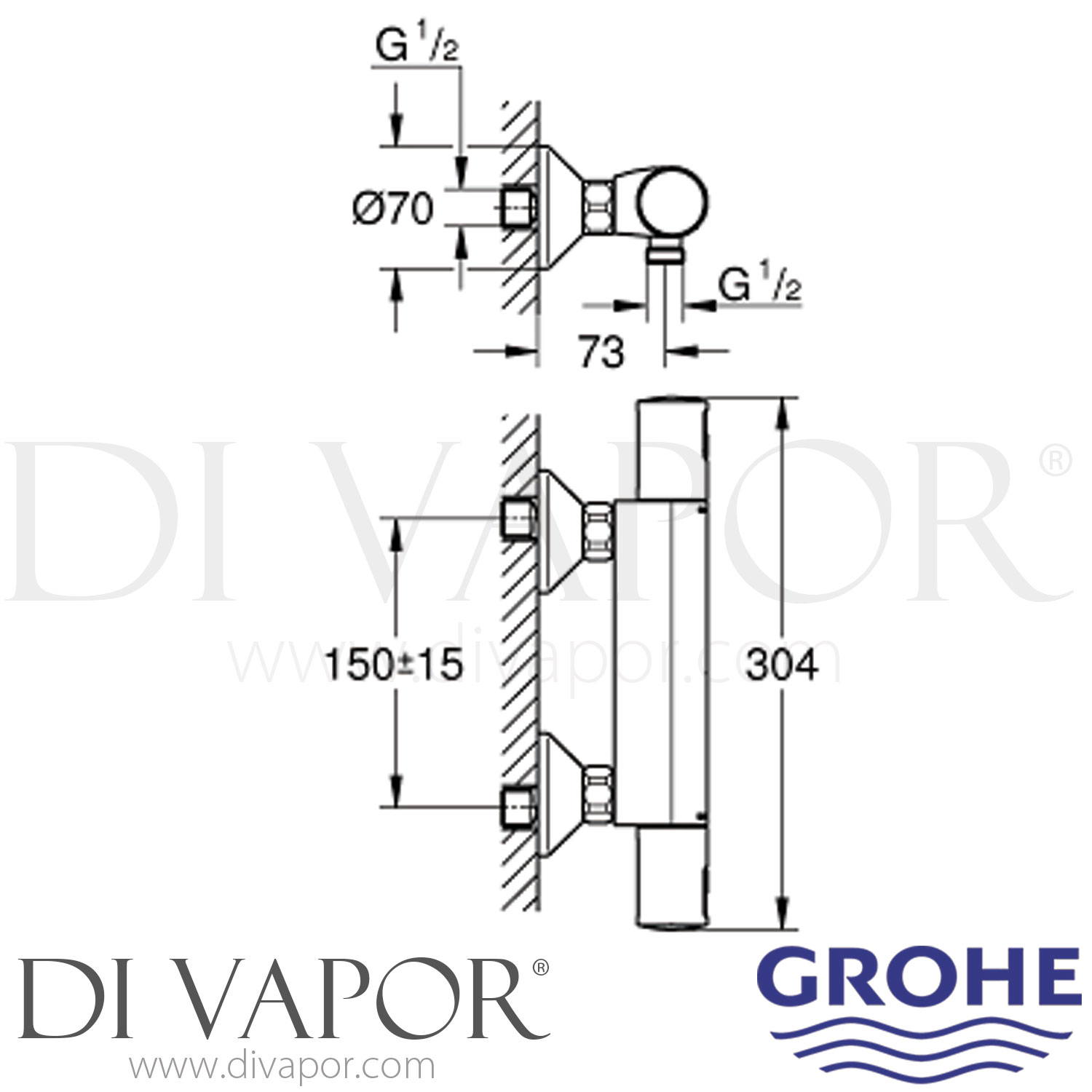 Grohe 34594000 Precision Start (1/2 Inch) Thermostatic Shower Mixer ...