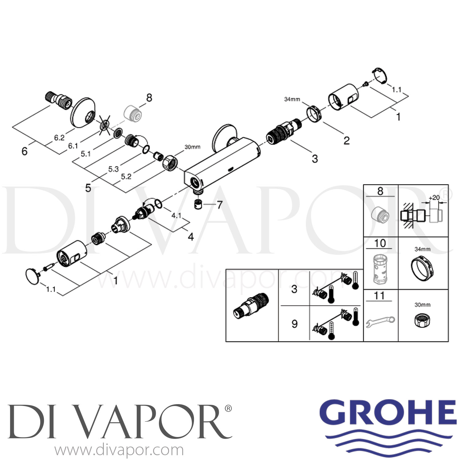 Grohe 34594000 Precision Start (1/2 Inch) Thermostatic Shower Mixer ...