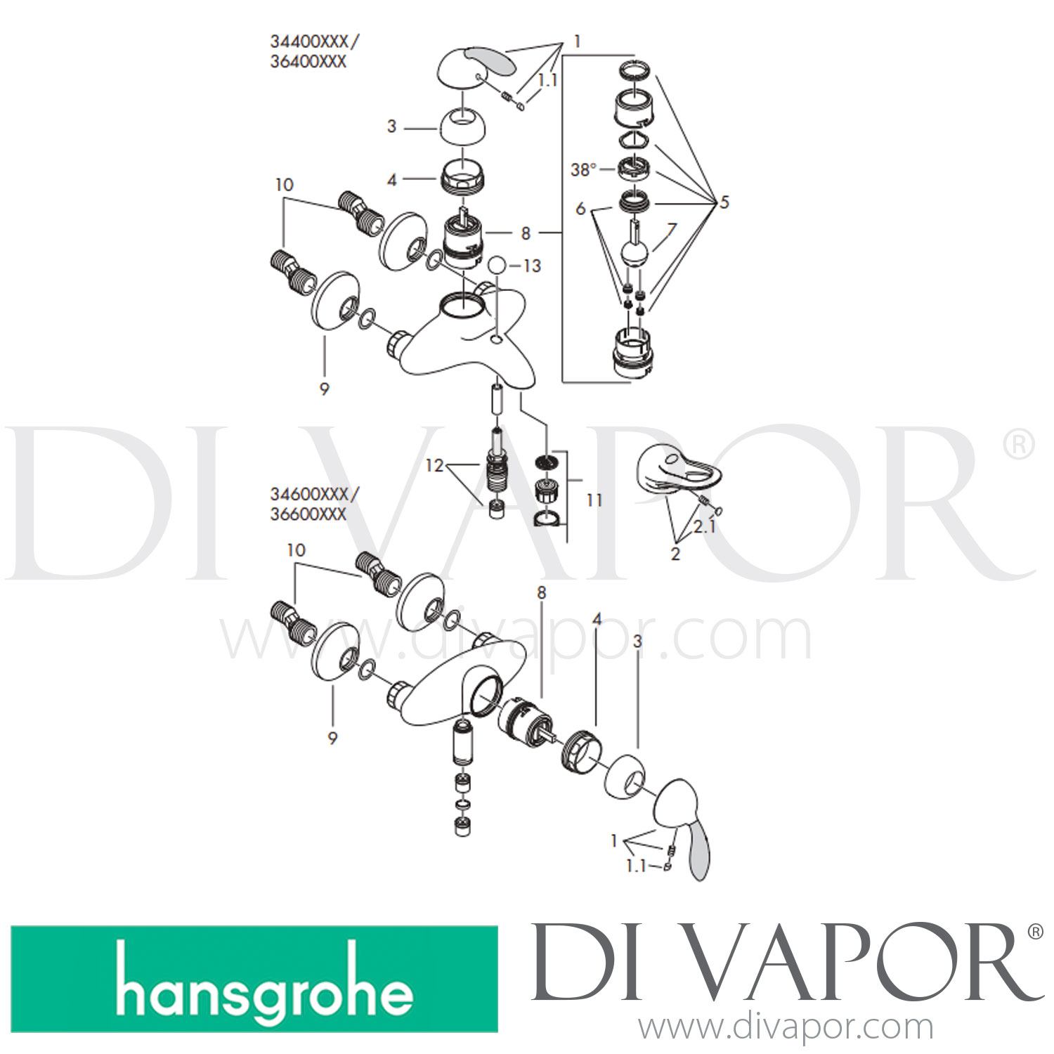 Hansgrohe 34400530 AXOR Azzur Single Lever Bath/Shower Mixer G ? 11/97 ...