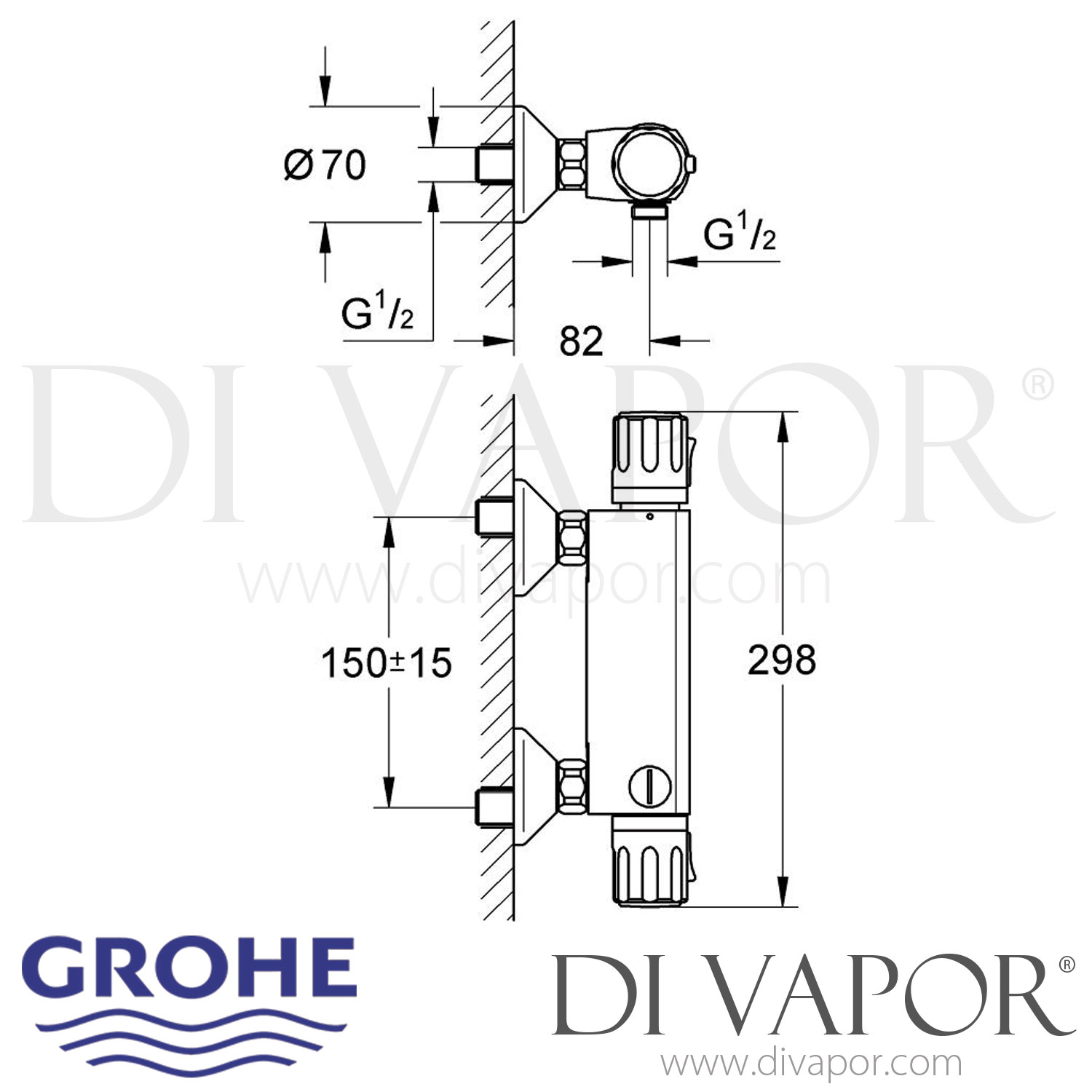 Grohe 34650000 Automatic 2000 Thermostatic Shower Mixer Spare Parts