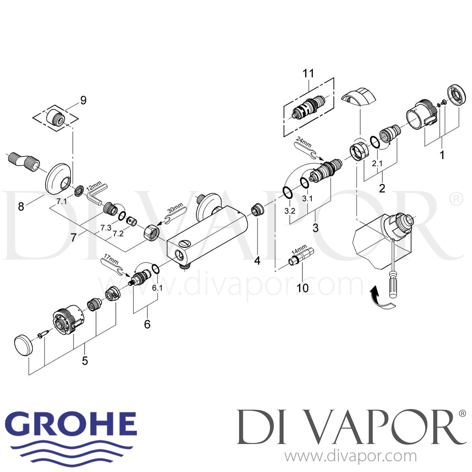 Grohe 34650000 Automatic 2000 Thermostatic Shower Mixer Spare Parts