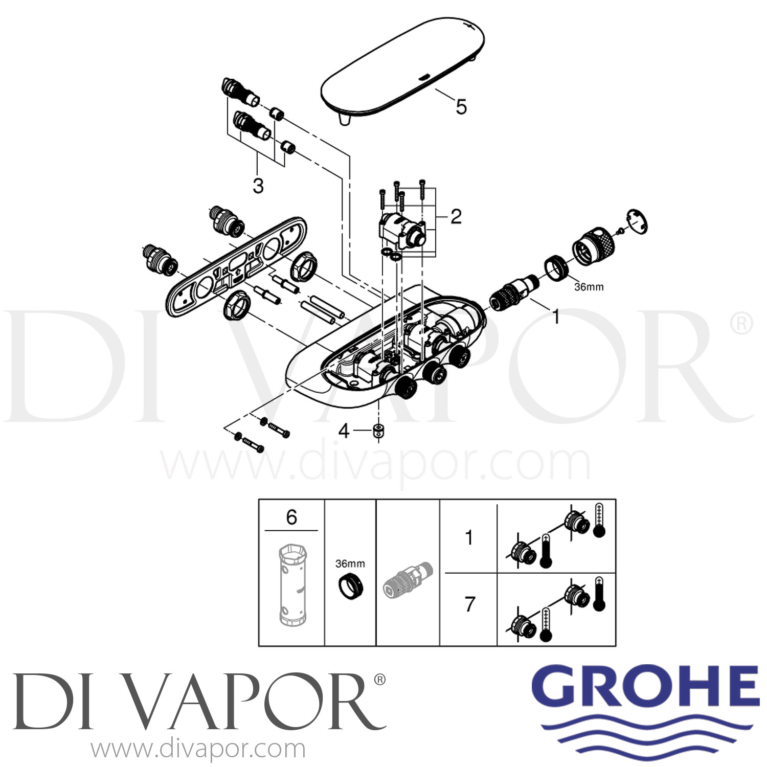 Grohe 34713000 Grohtherm SmartControl Combi Thermostatic Shower Mixer ...