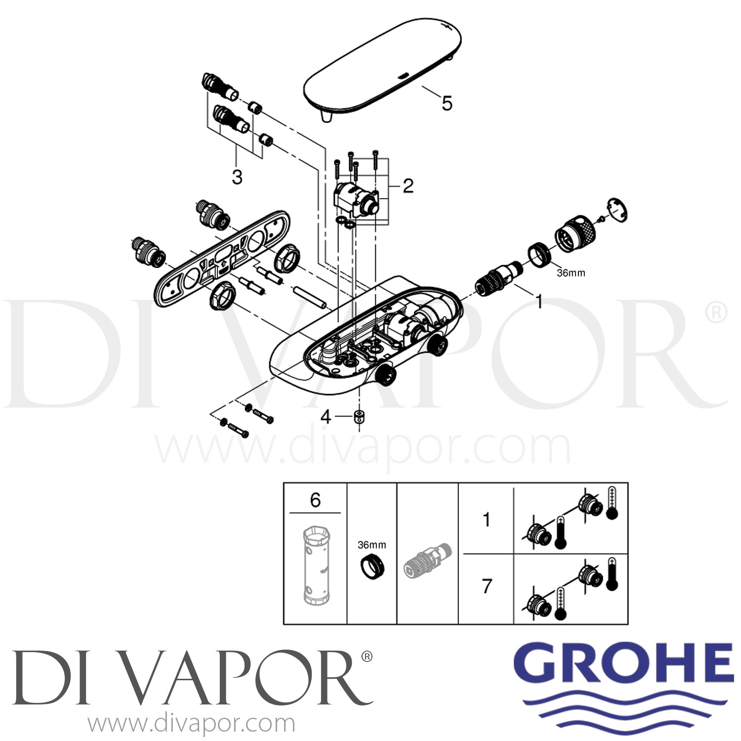 Grohe 34714000 Grohtherm SmartControl Combi Thermostatic Shower Mixer ...