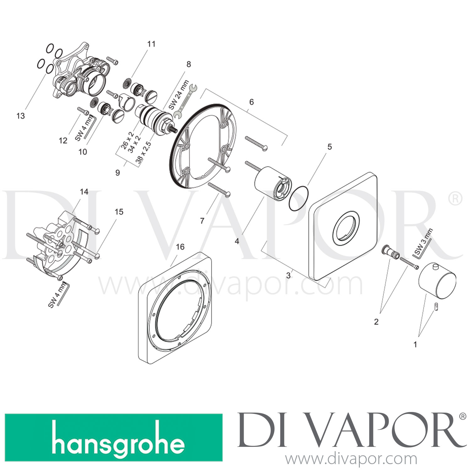 Hansgrohe 34715000 AXOR Citterio M Thermostat for Concealed ...