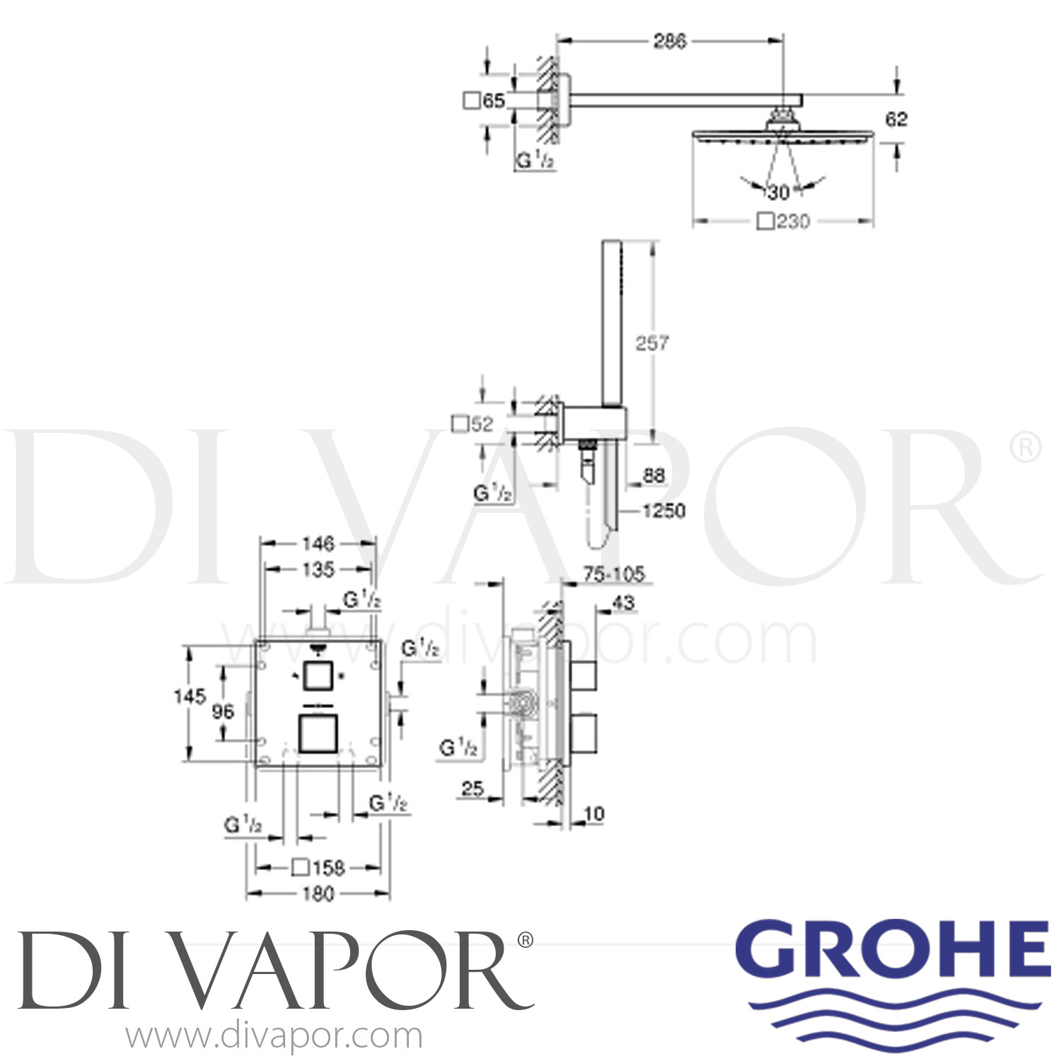 Grohe 34741000 Grohtherm Cube Perfect Shower Set with Rainshower Allure ...