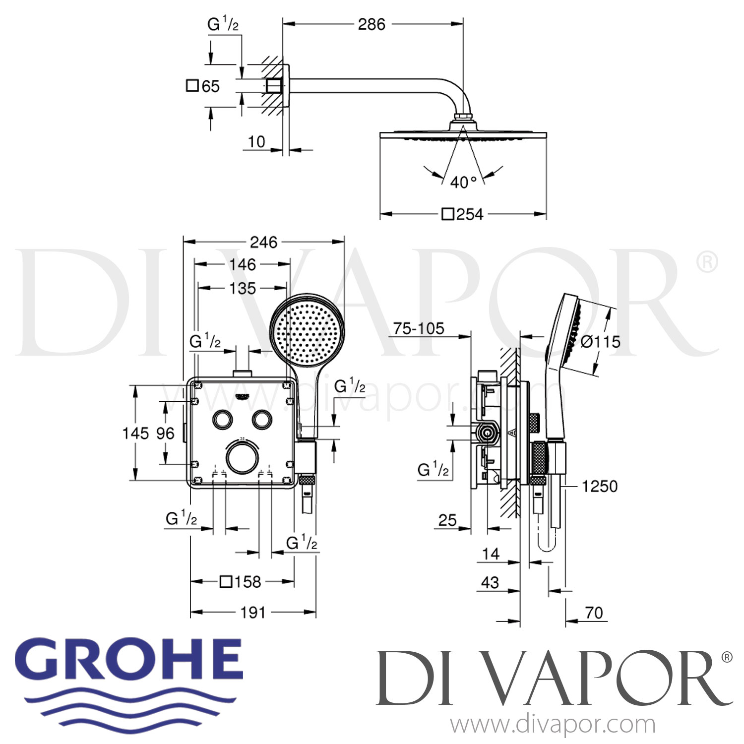 Grohe 34742000 Grohtherm SmartControl Perfect Shower Set Spare Parts