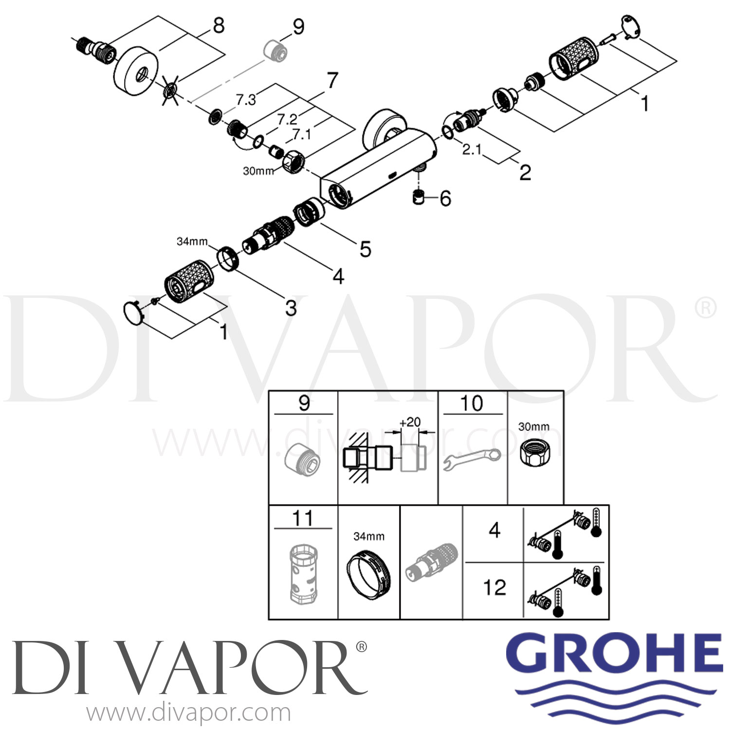 Grohe 34776000 Grohtherm 1000 Performance Shower Spare Parts