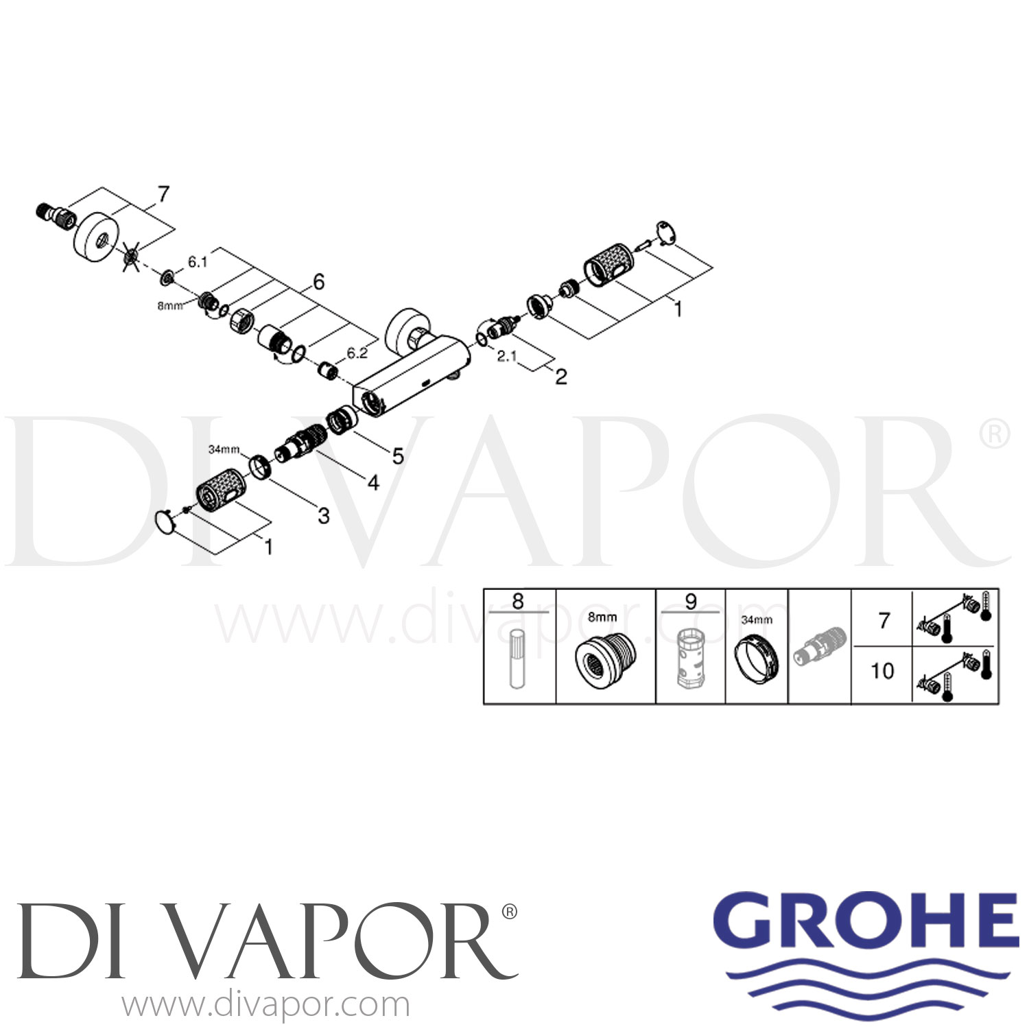 Grohe 34789000 Precision Feel Thermostatic Shower Mixer Spare Parts