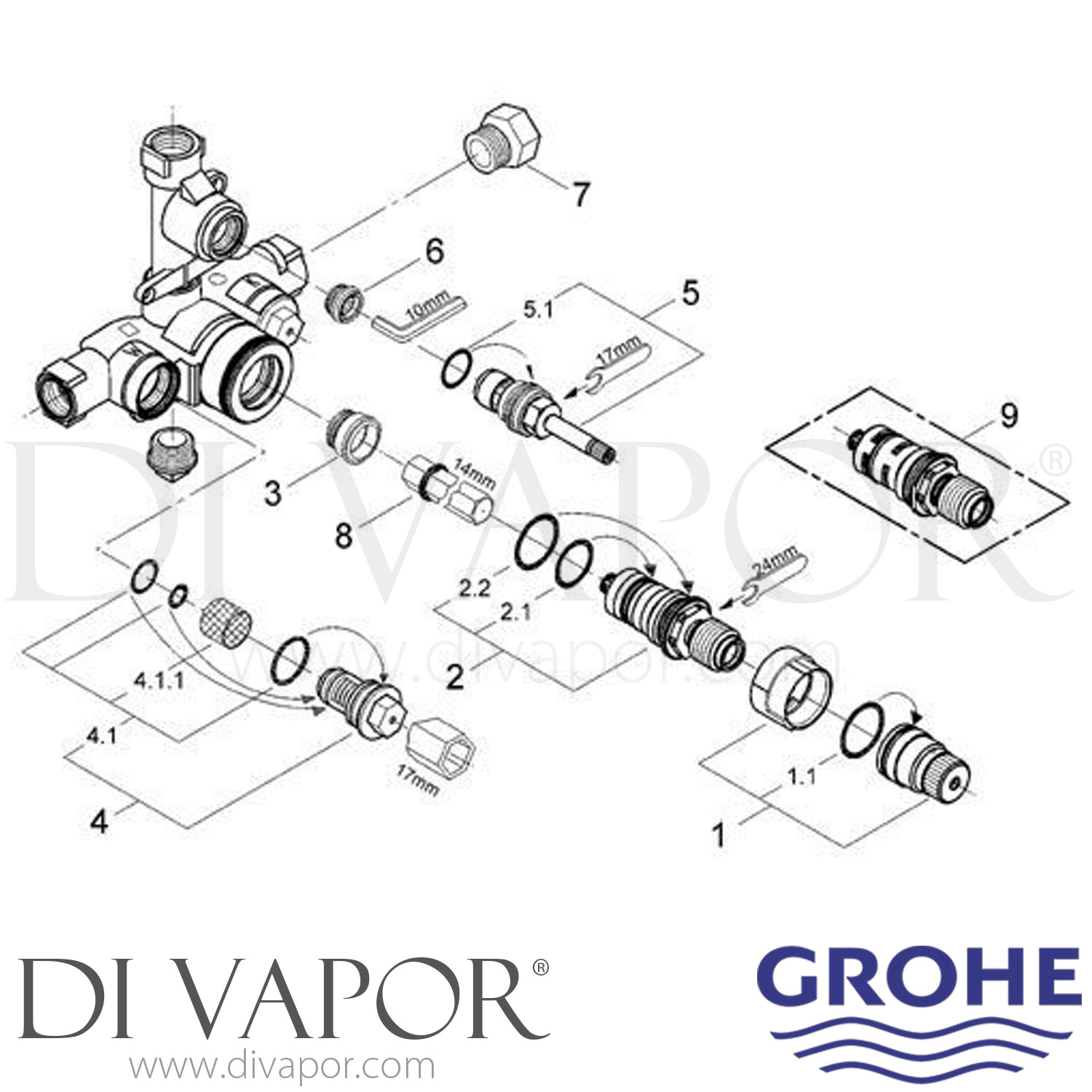 Grohe 34954 | 34954000 Automatic 2000 Thermostat Mixer (1/2 Inch) Spare ...